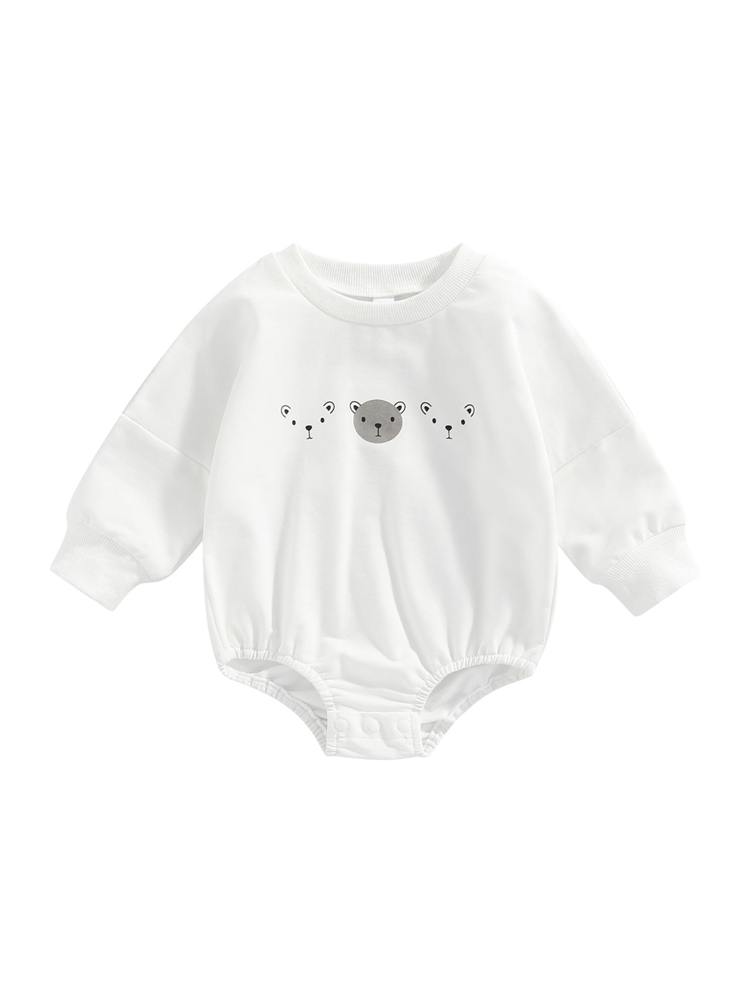 Bagilaanoe Newborn Baby Girl Rompers Tops Cartoon Bears Print Long Sleeve Bodysuit 6M 9M 12M 24M ...