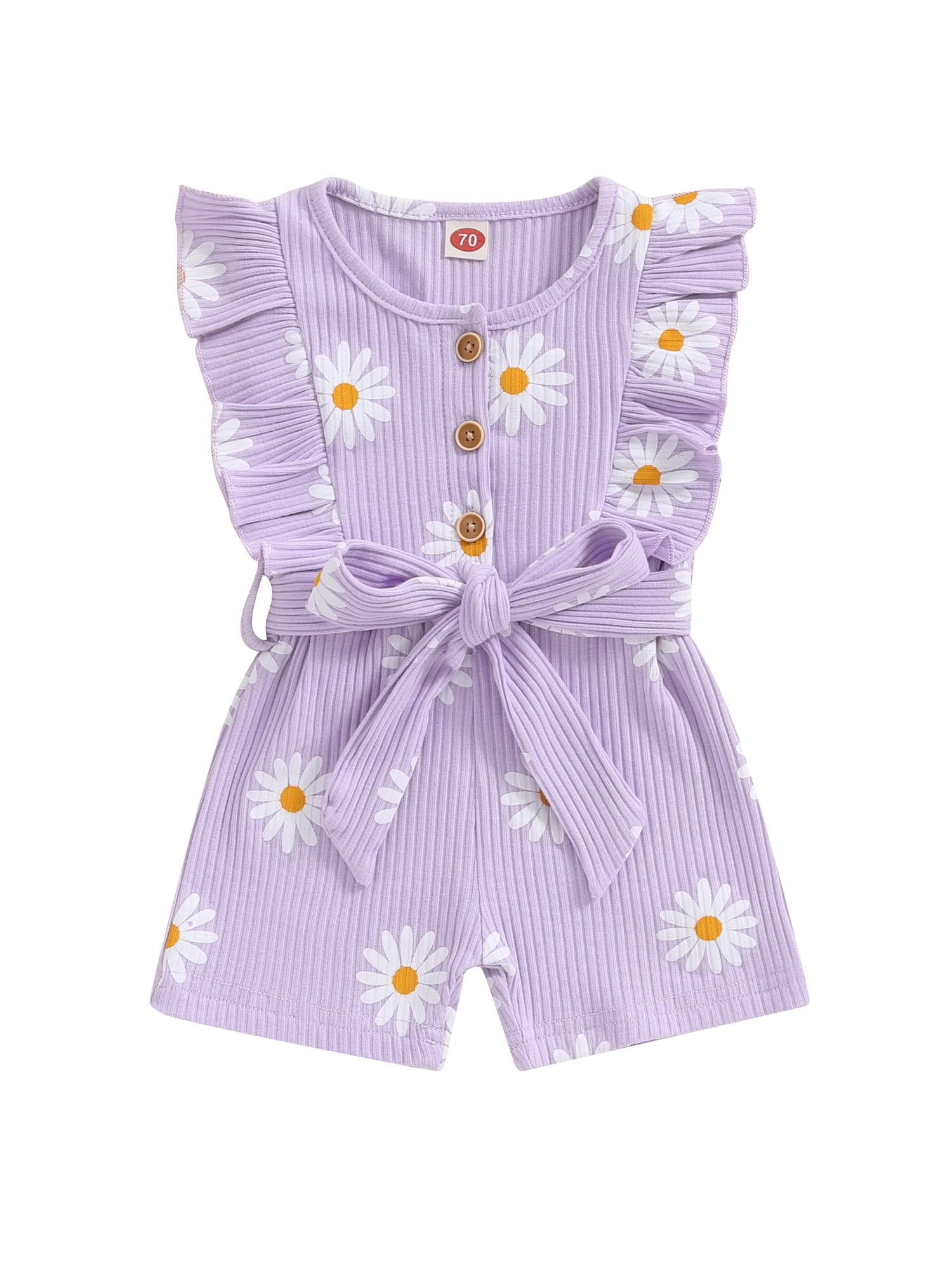 Bagilaanoe Newborn Baby Girl Summer Jumpsuit Shorts Ruffles Sleeve Print Romper Overalls 6M 12M ...