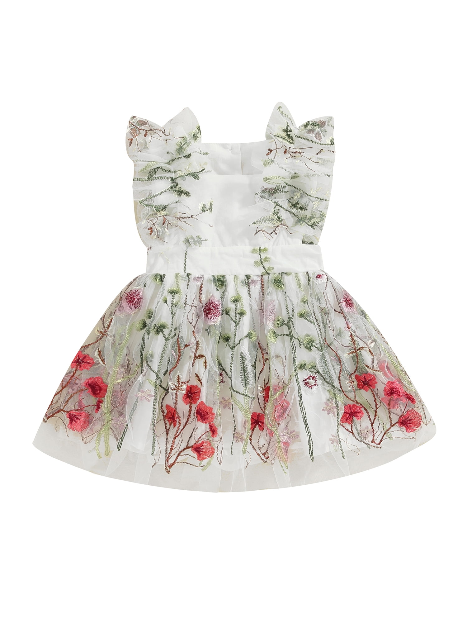 Bagilaanoe Newborn Baby Girl Summer Rompers Dress Floral Embroidery Sleeveless Bodysuits 6M 9M ...