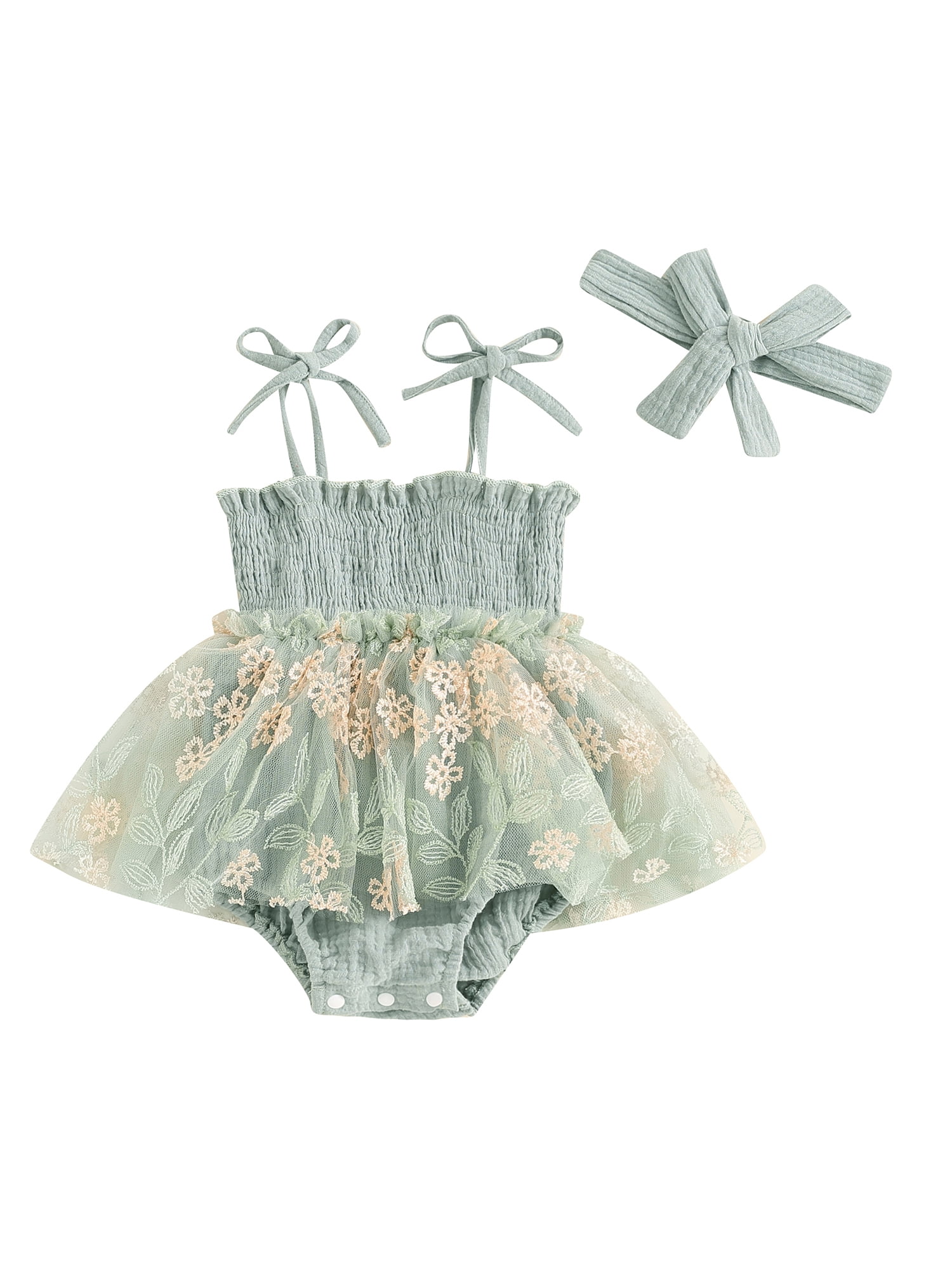 Bagilaanoe Newborn Baby Girl Summer Rompers Dress Flower Embroidered Sleeveless Bodysuits ...