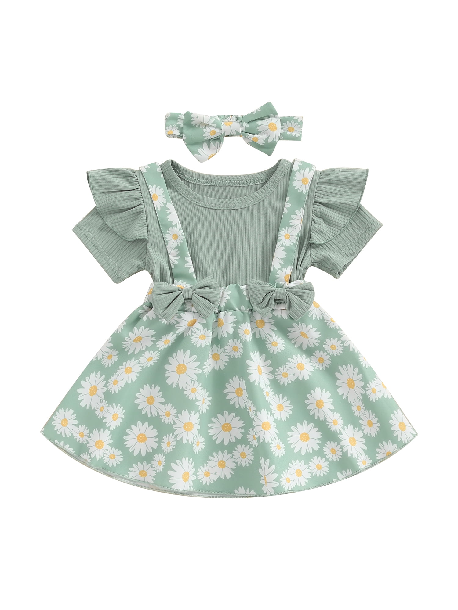 Bagilaanoe Newborn Baby Girl Summer Rompers Dress Flower Print Short Sleeve Bodysuits + Headband ...