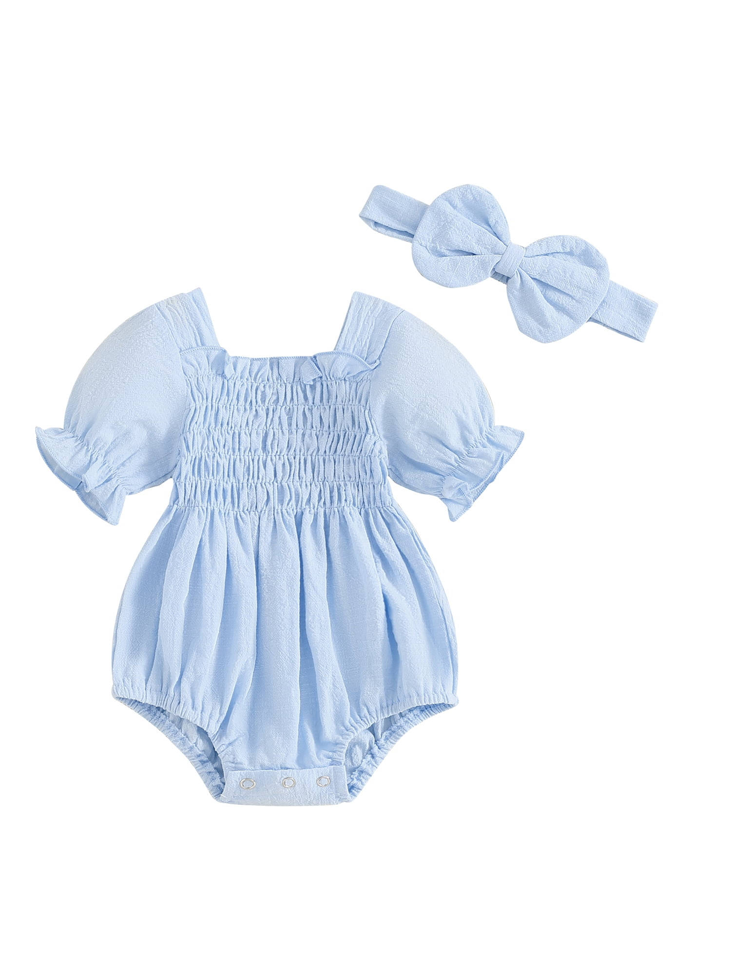 Bagilaanoe Newborn Baby Girl Summer Rompers Puff Sleeve Bodysuits ...