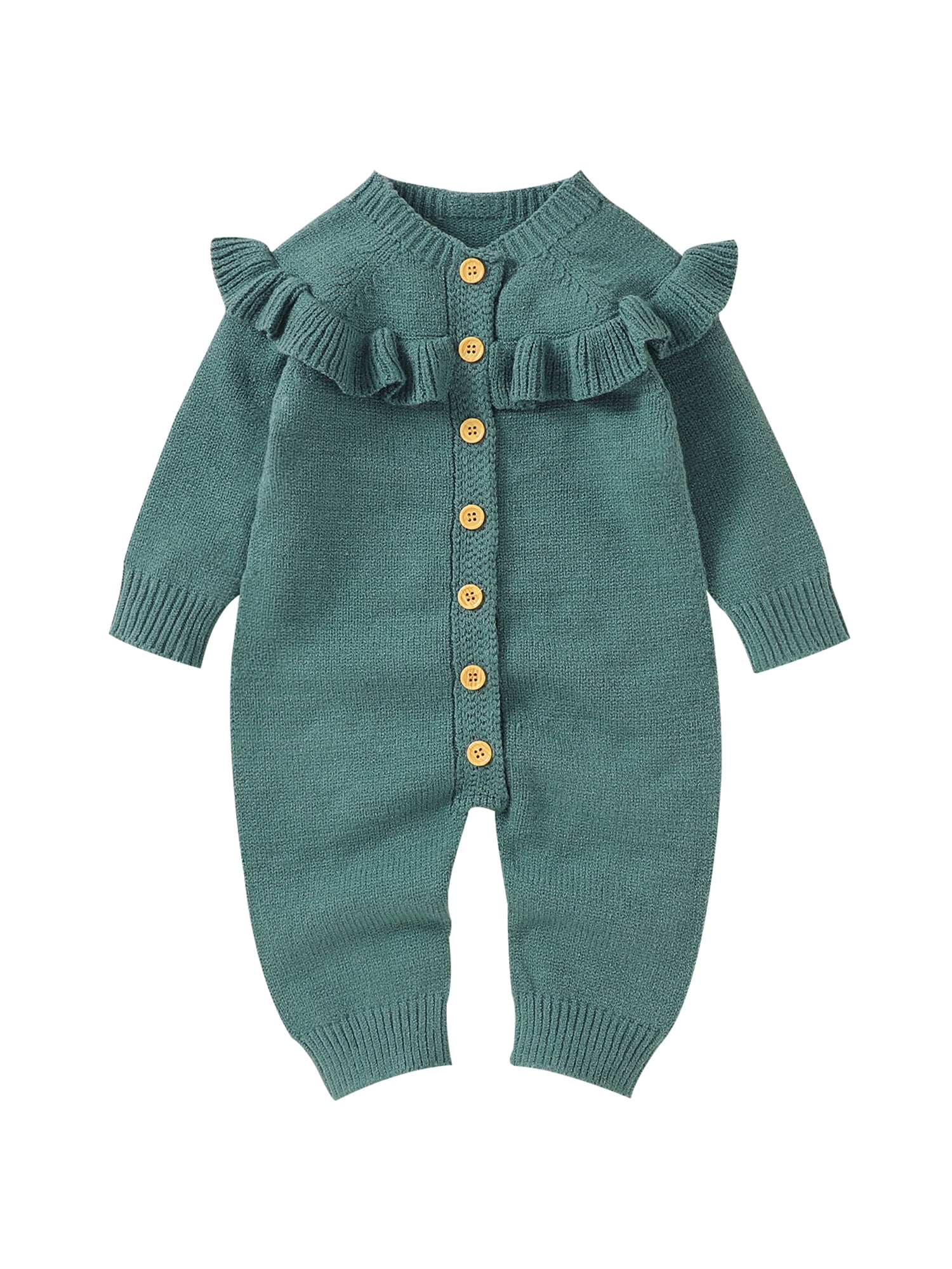 Bagilaanoe Newborn Baby Girl Sweater Jumpsuit Ruffles Long Sleeve Knit Bodysuit 3M 6M 9M 12M 18M ...