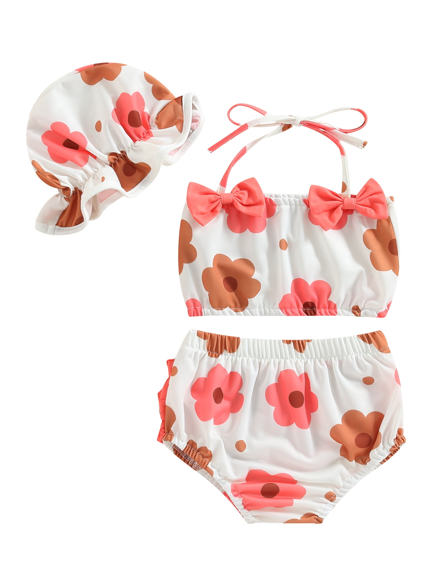 Bagilaanoe Newborn Baby Girls Swimsuits 3 Piece Bikinis Set Floral ...