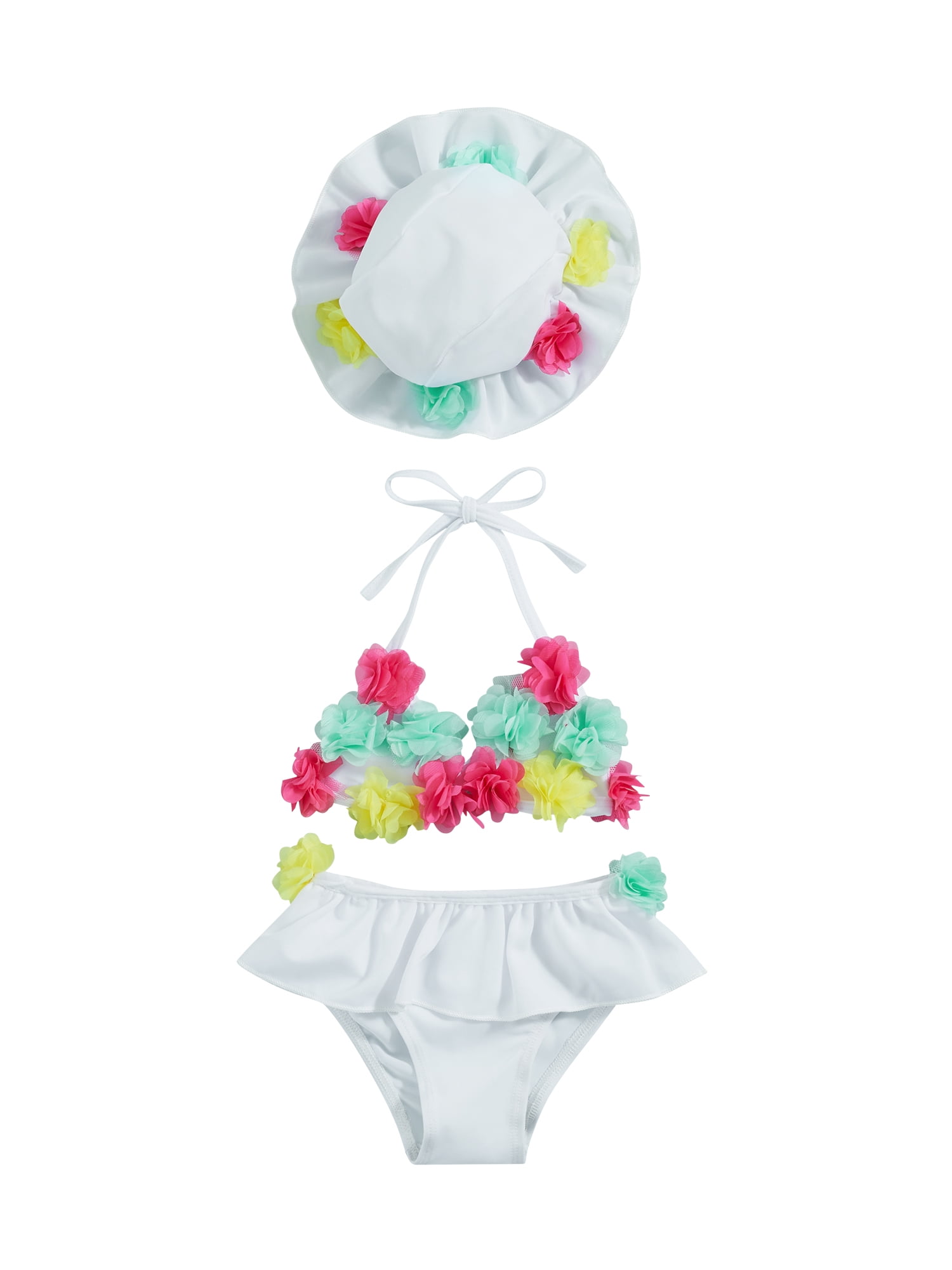 Bagilaanoe Newborn Baby Girls Swimsuits 3 Piece Bikinis Set Flower ...