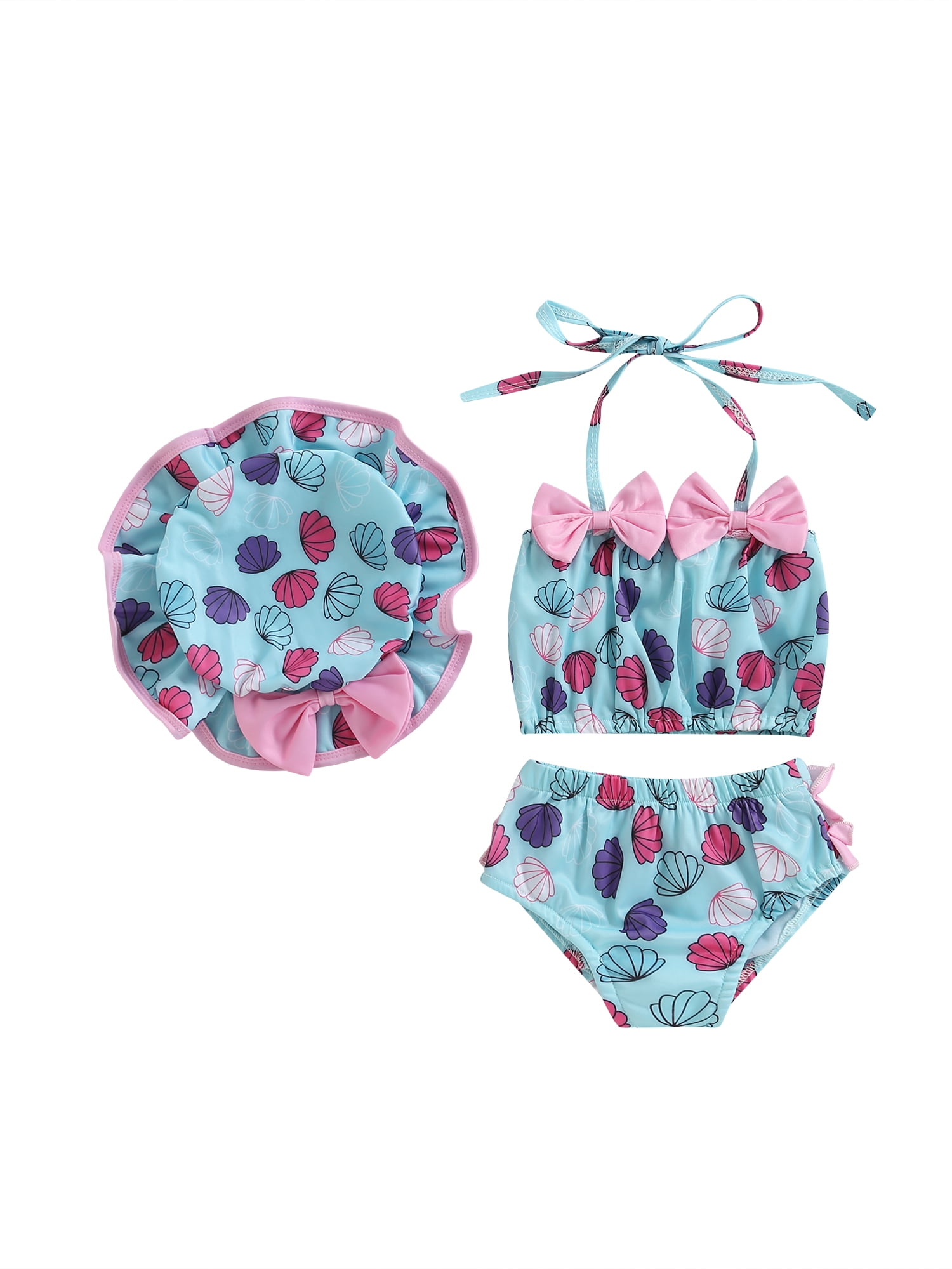 Bagilaanoe Newborn Baby Girls Swimsuits 3 Piece Bikinis Set Print ...
