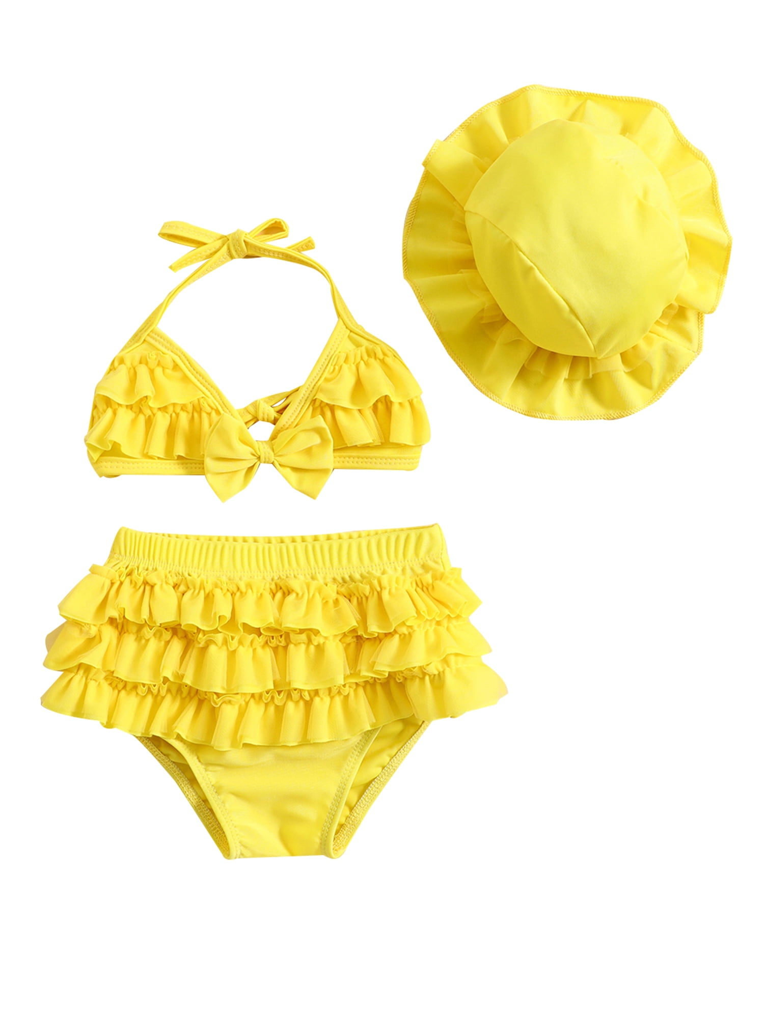 Bagilaanoe Newborn Baby Girls Swimsuits 3 Piece Bikinis Set Ruffle ...