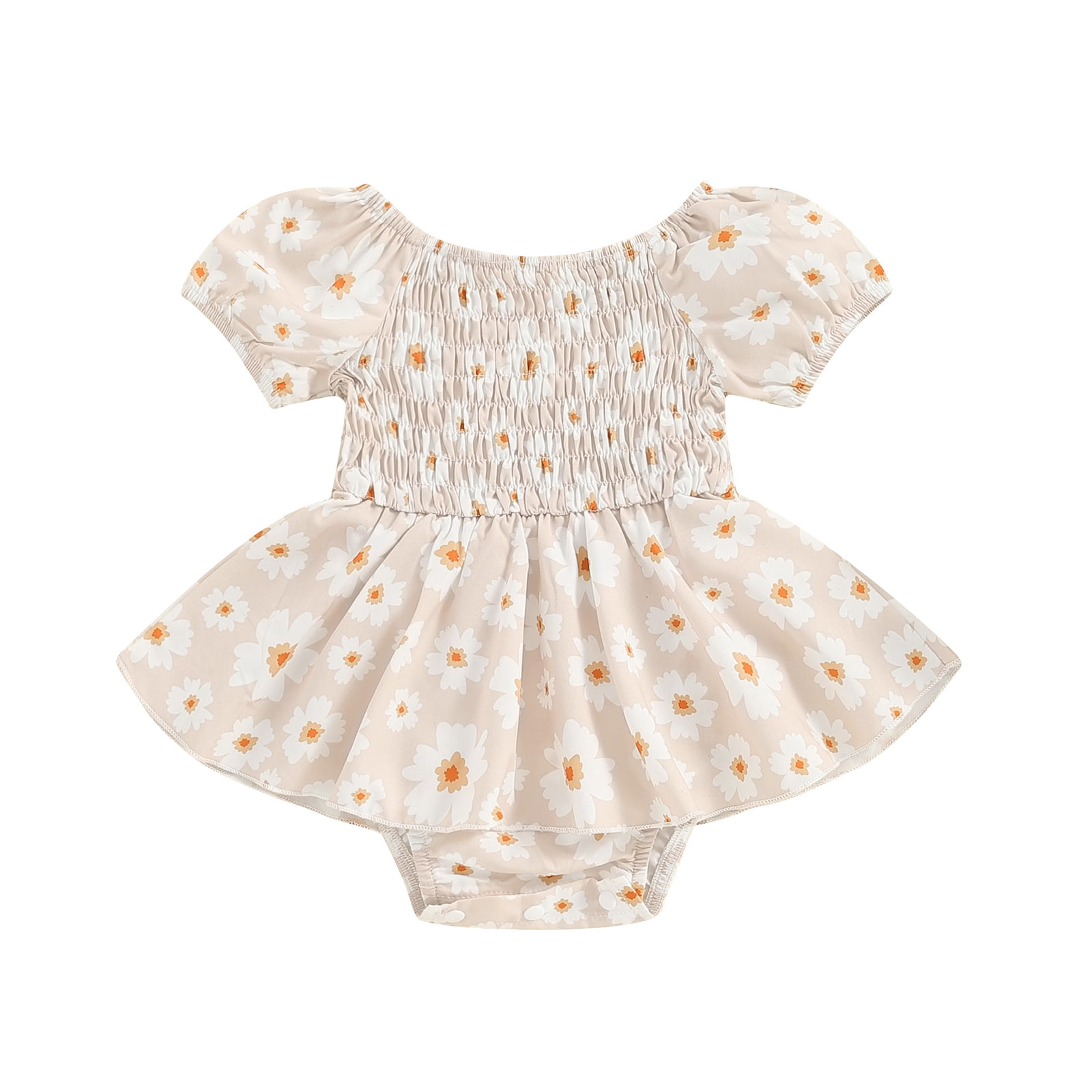 Bagilaanoe Newborn Summer Outfits Baby Girl Rompers Dress Floral Print Short Sleeve Bodysuits 3M ...