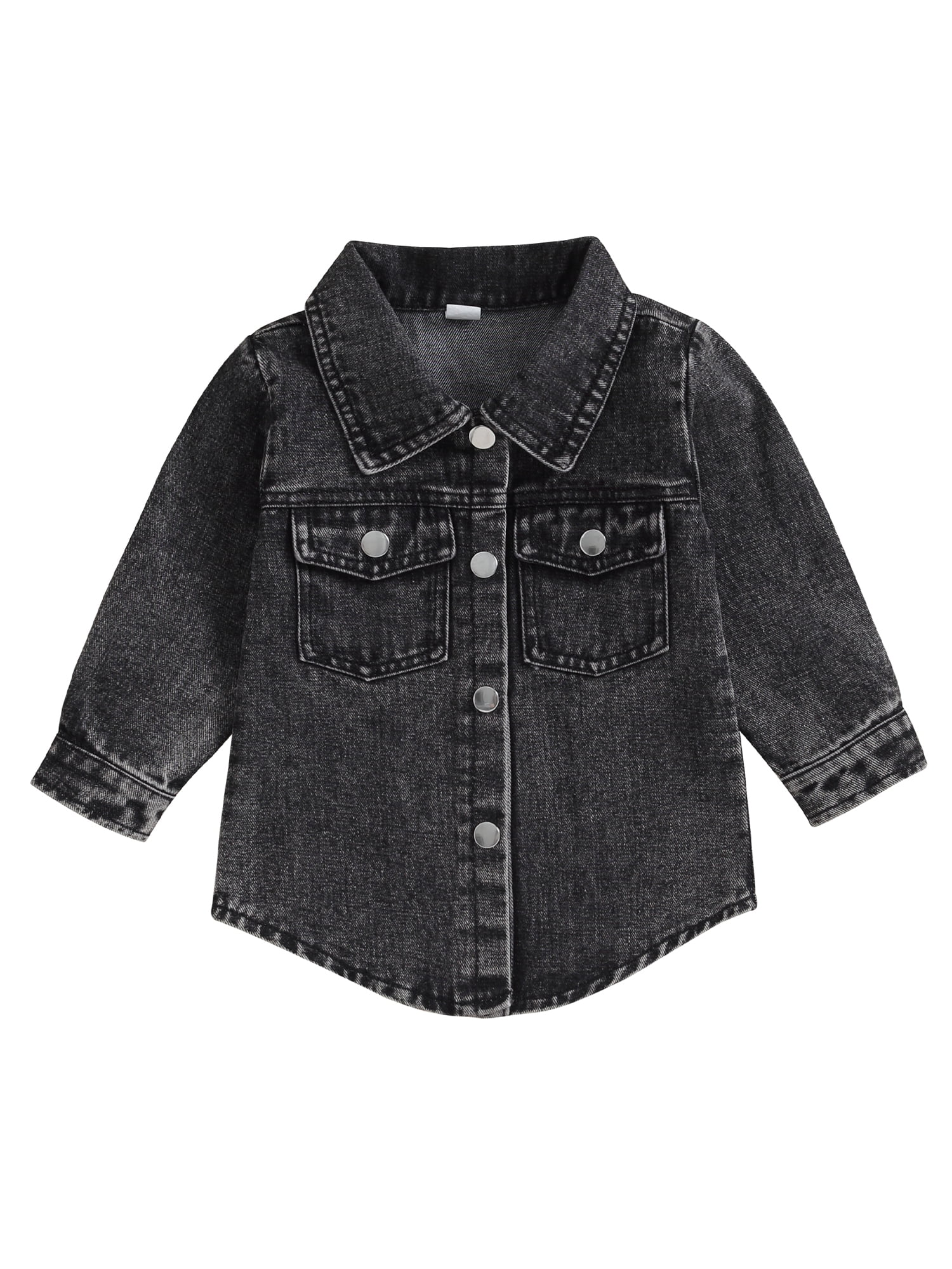 Bagilaanoe Toddler Baby Boy Girl Denim Jacket Solid Color Long Sleeve ...