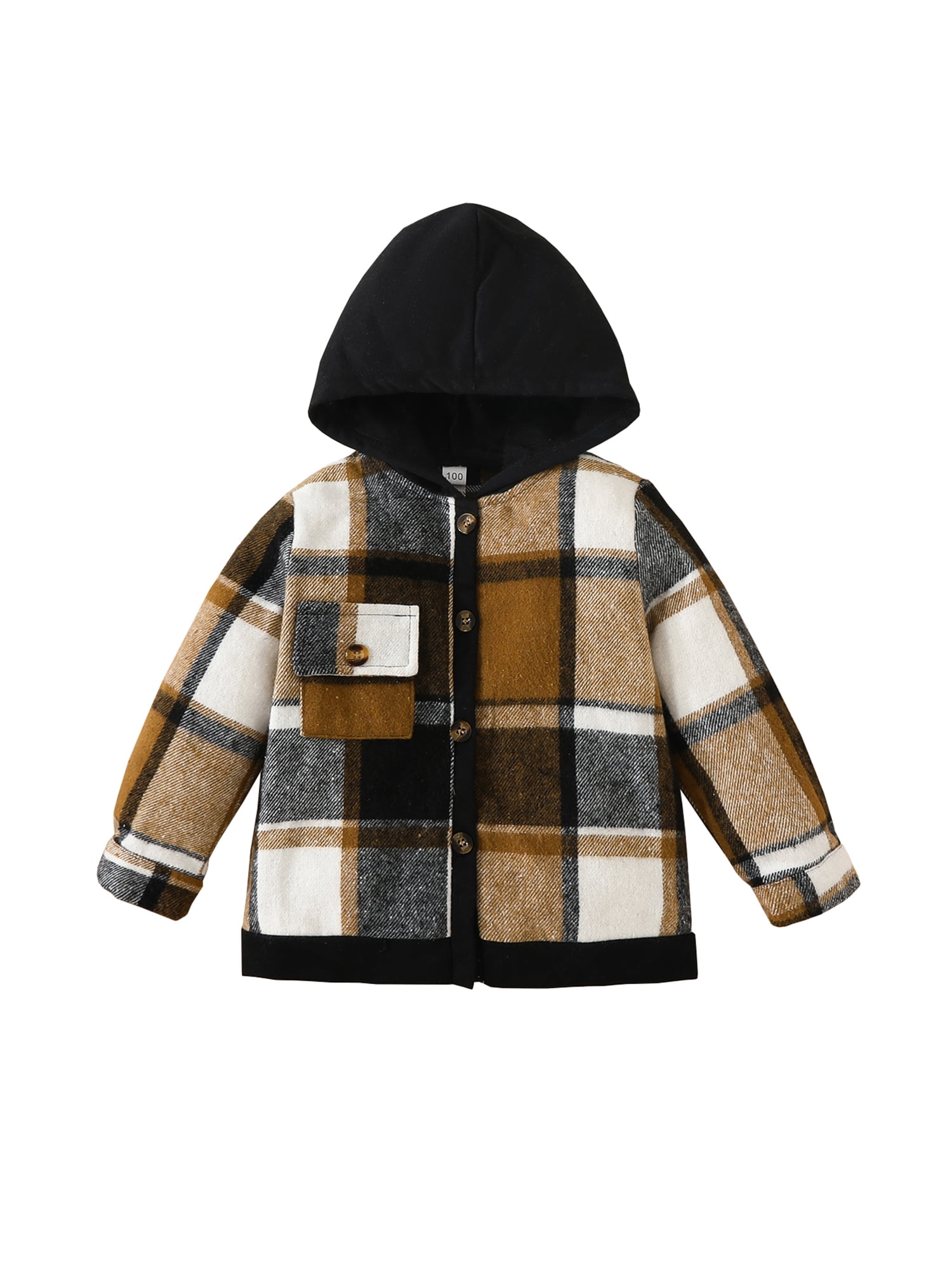 Bagilaanoe Toddler Baby Boy Girl Hooded Jacket Plaid Long Sleeve Shirts ...