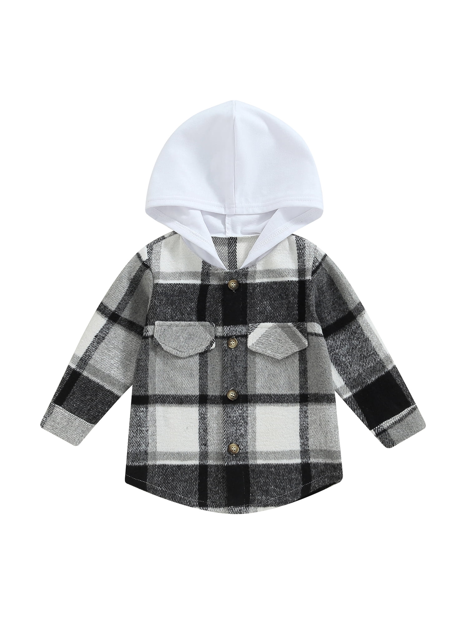 Bagilaanoe Toddler Baby Boy Hooded Shirt Jacket Plaid Long Sleeve ...