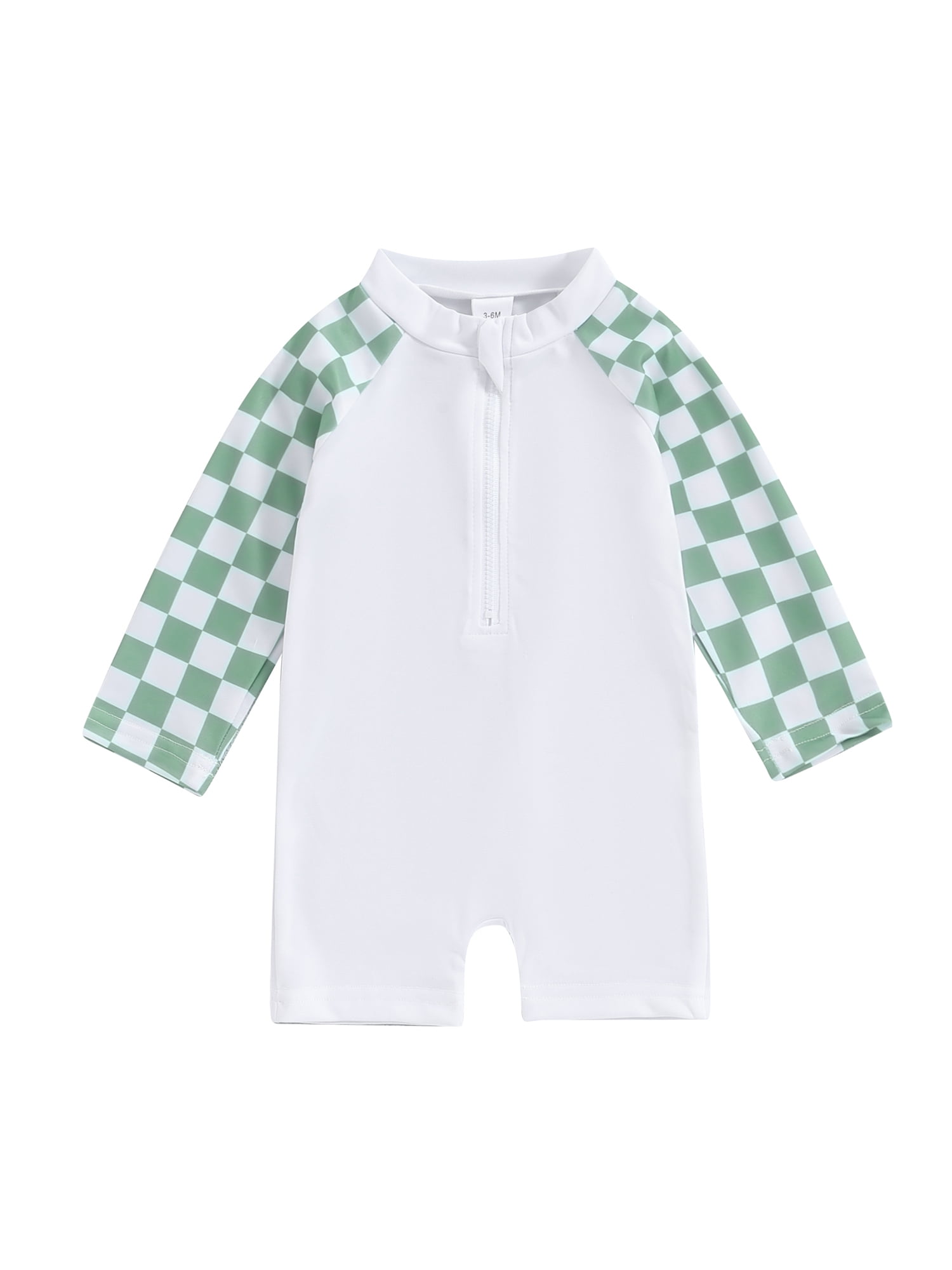 Bagilaanoe Toddler Baby Boy One-Piece Swimsuit Checkerboard Print Long ...