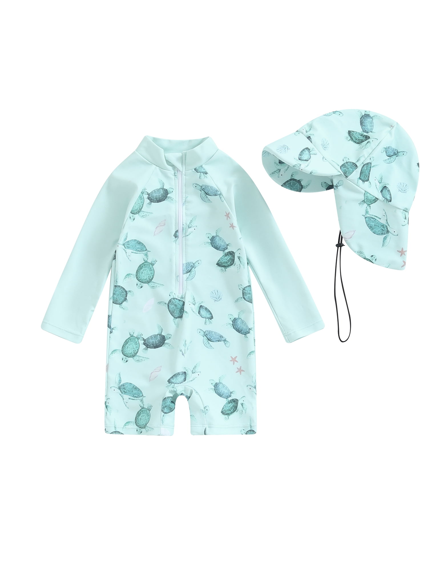 Bagilaanoe Toddler Baby Boy One-Piece Swimsuit Print Long Sleeve Zipper ...