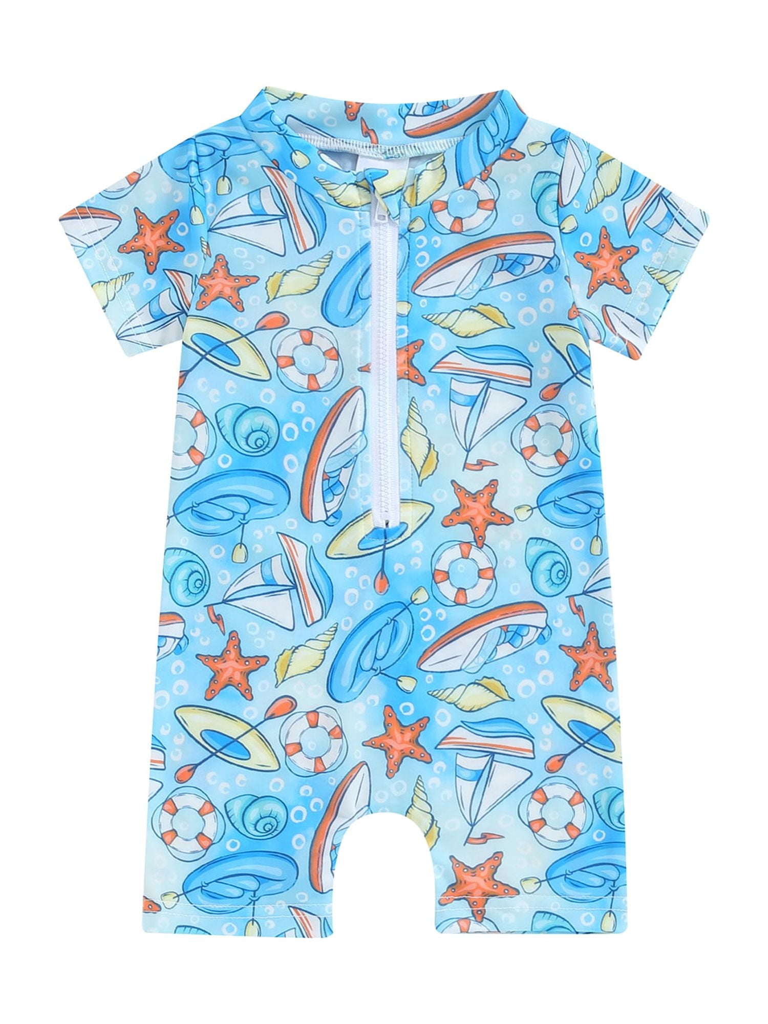 Bagilaanoe Toddler Baby Boy One-Piece Swimsuit Print Short Sleeve ...
