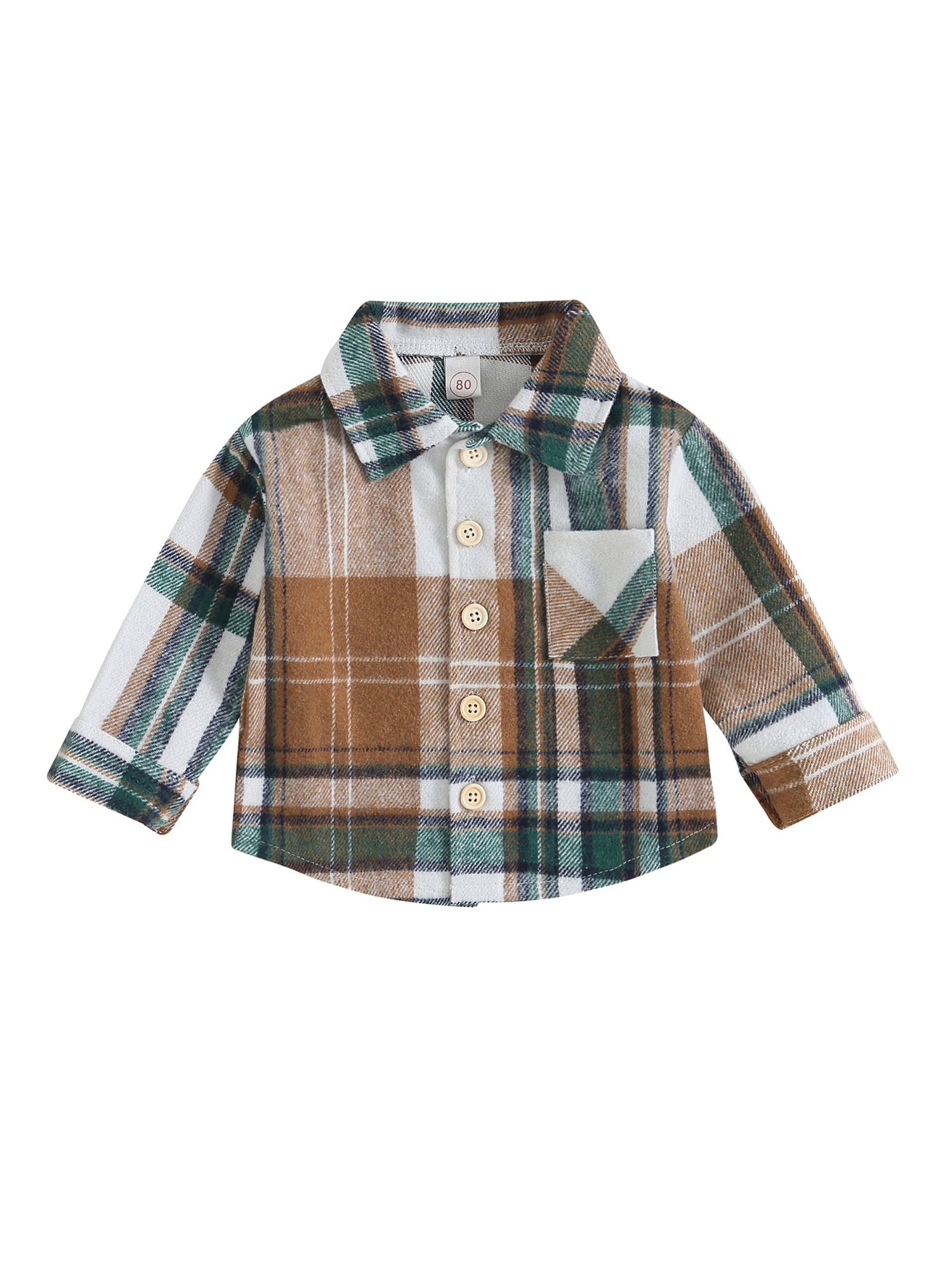 Bagilaanoe Toddler Baby Boy Shirt Jacket Plaid Long Sleeve Single ...