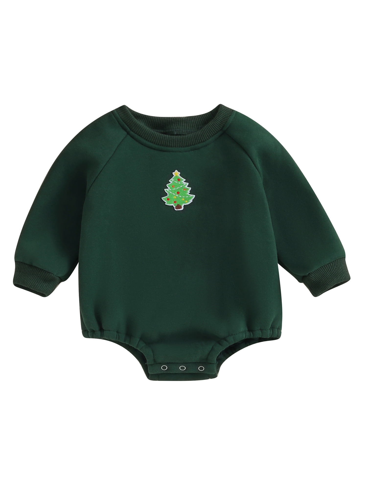 Bagilaanoe Toddler Baby Girl Boy Christmas Romper Sweatshirt Long Sleeve Fleece Lined Bodysuits ...