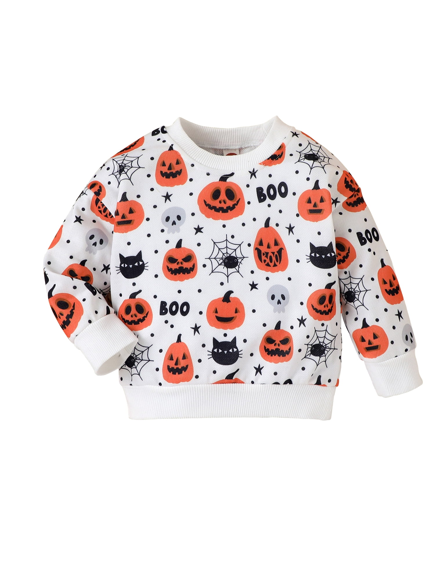 Bagilaanoe Toddler Baby Girl Boy Halloween Sweatshirt Long Sleeve Pumpkin Print Pullover 1T 2T ...