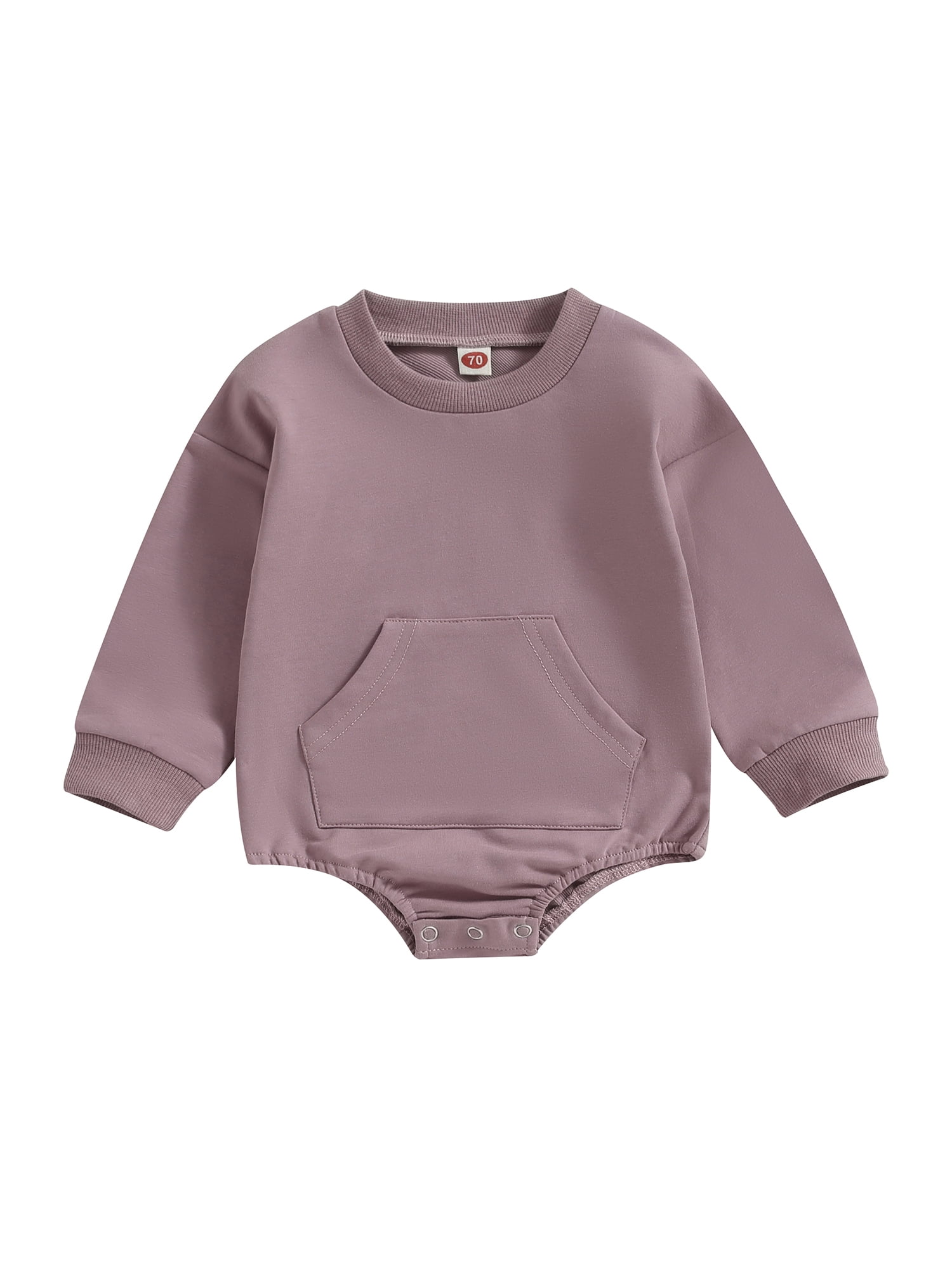 Bagilaanoe Toddler Baby Girl Boy Oversized Romper Sweatshirt Long Sleeve Bodysuit Solid Pullover ...