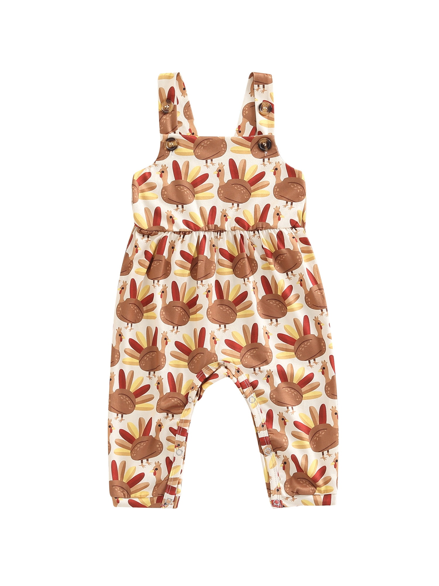 Bagilaanoe Toddler Baby Girl Boy Thanksgiving Jumpsuit Sleeveless Cartoon Turkey Print Romper ...