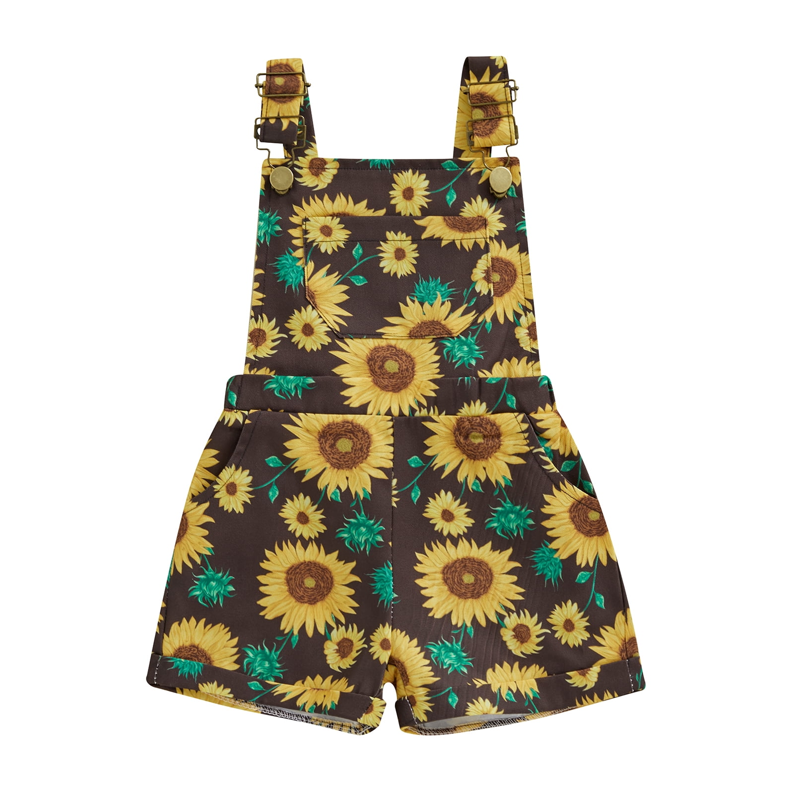 Bagilaanoe Toddler Baby Girl Clothes Sunflower Overalls Shorts Pocket ...