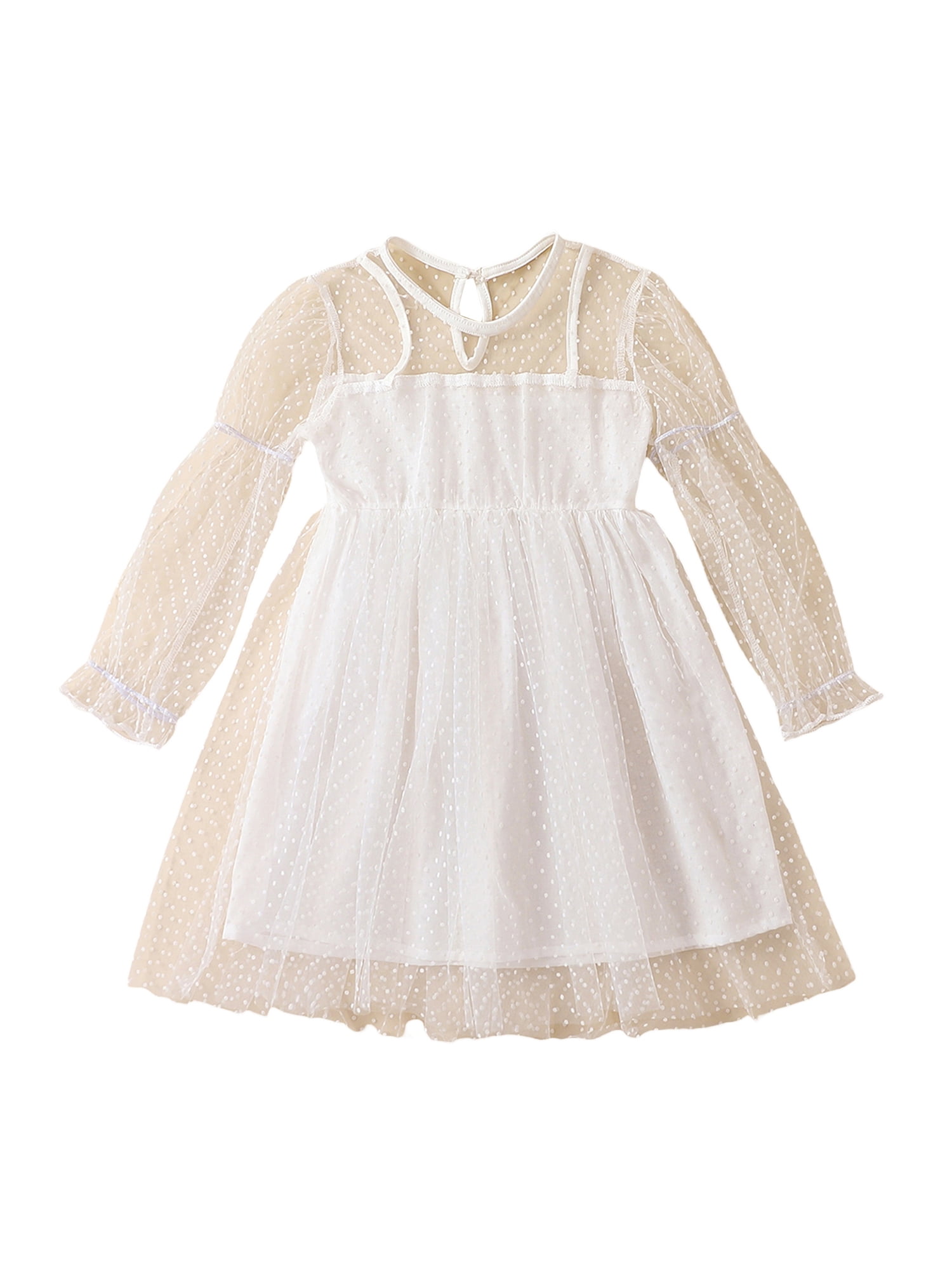 Bagilaanoe Toddler Baby Girl Fall Dress Mesh Sheer Long Sleeve A-line Princess Dresses 1T 2T 3T ...