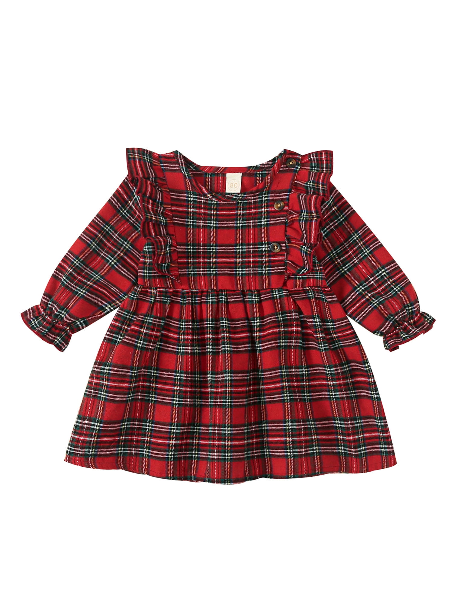 Bagilaanoe Toddler Baby Girl Fall Dress Plaid Long Sleeve A-line Princess Dresses 6M 12M 18M 24M ...