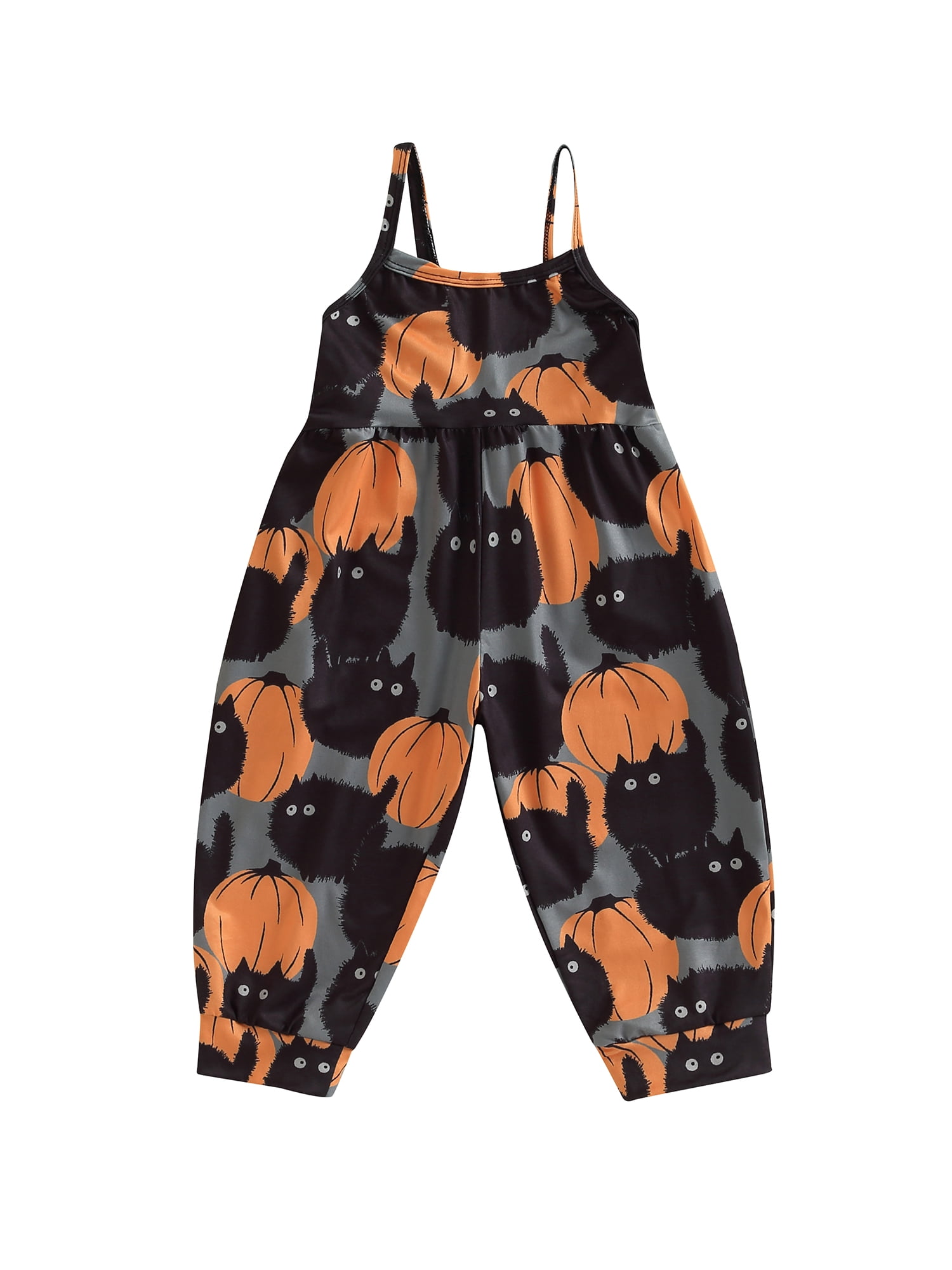 Bagilaanoe Toddler Baby Girl Halloween Jumpsuit Sleeveless Ghost/Cartoon Cat Pumpkin Print ...