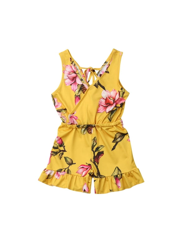 Bagilaanoe Toddler Baby Girl Summer Jumpsuit Shorts Sleeveless Romper Ribbed Overalls 6M 12M 18M ...