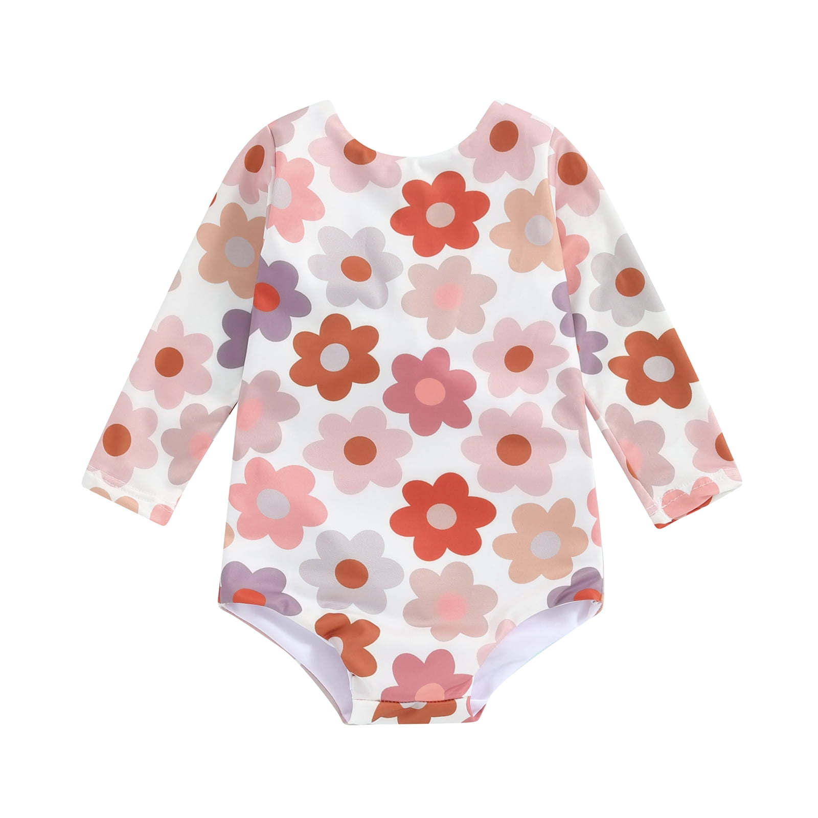 Bagilaanoe Toddler Baby Girl One-Piece Swimsuit Floral Print Long ...