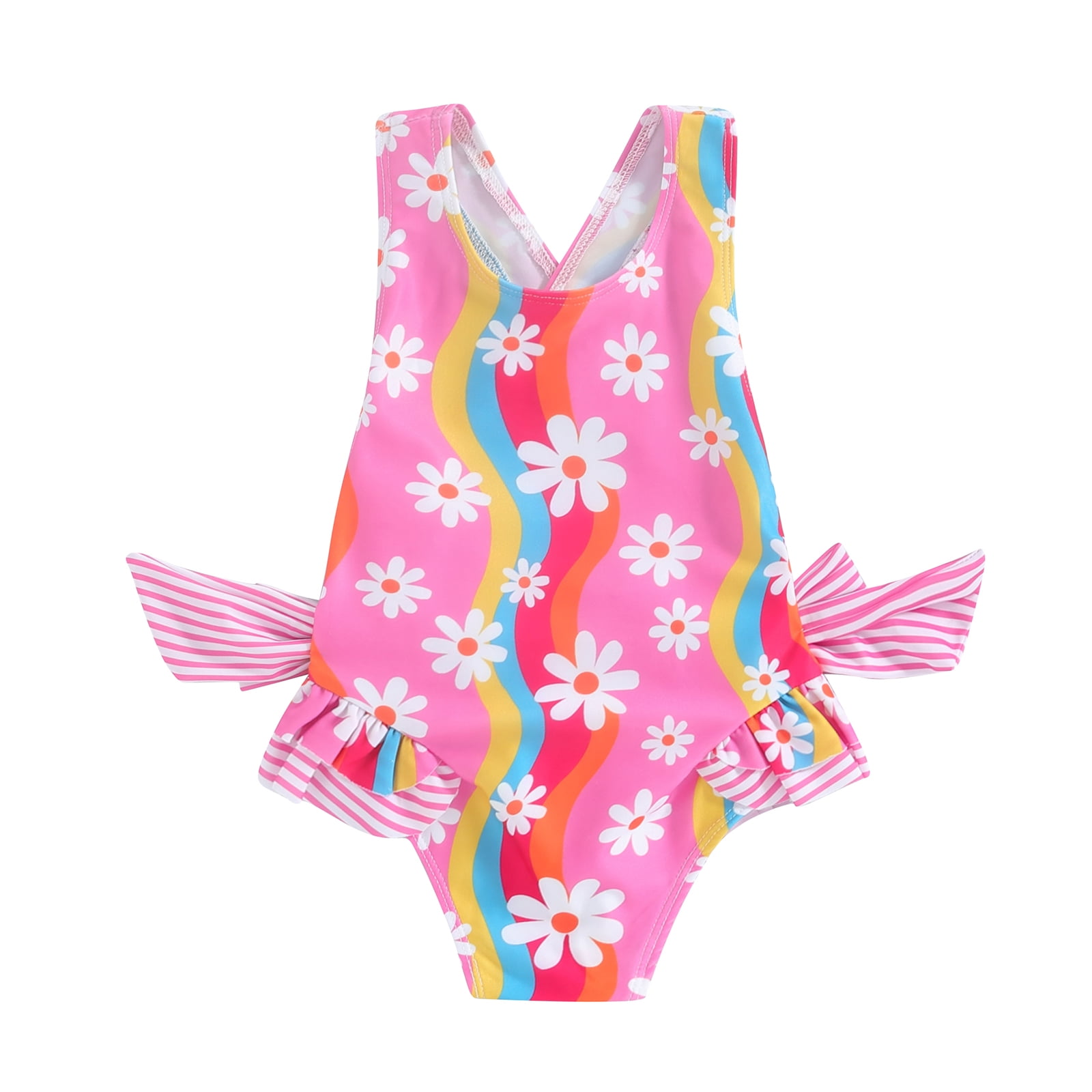 Bagilaanoe Toddler Baby Girl One-Piece Swimsuit Floral Print Sleeveless Rompers Swimwear 18M 24M ...