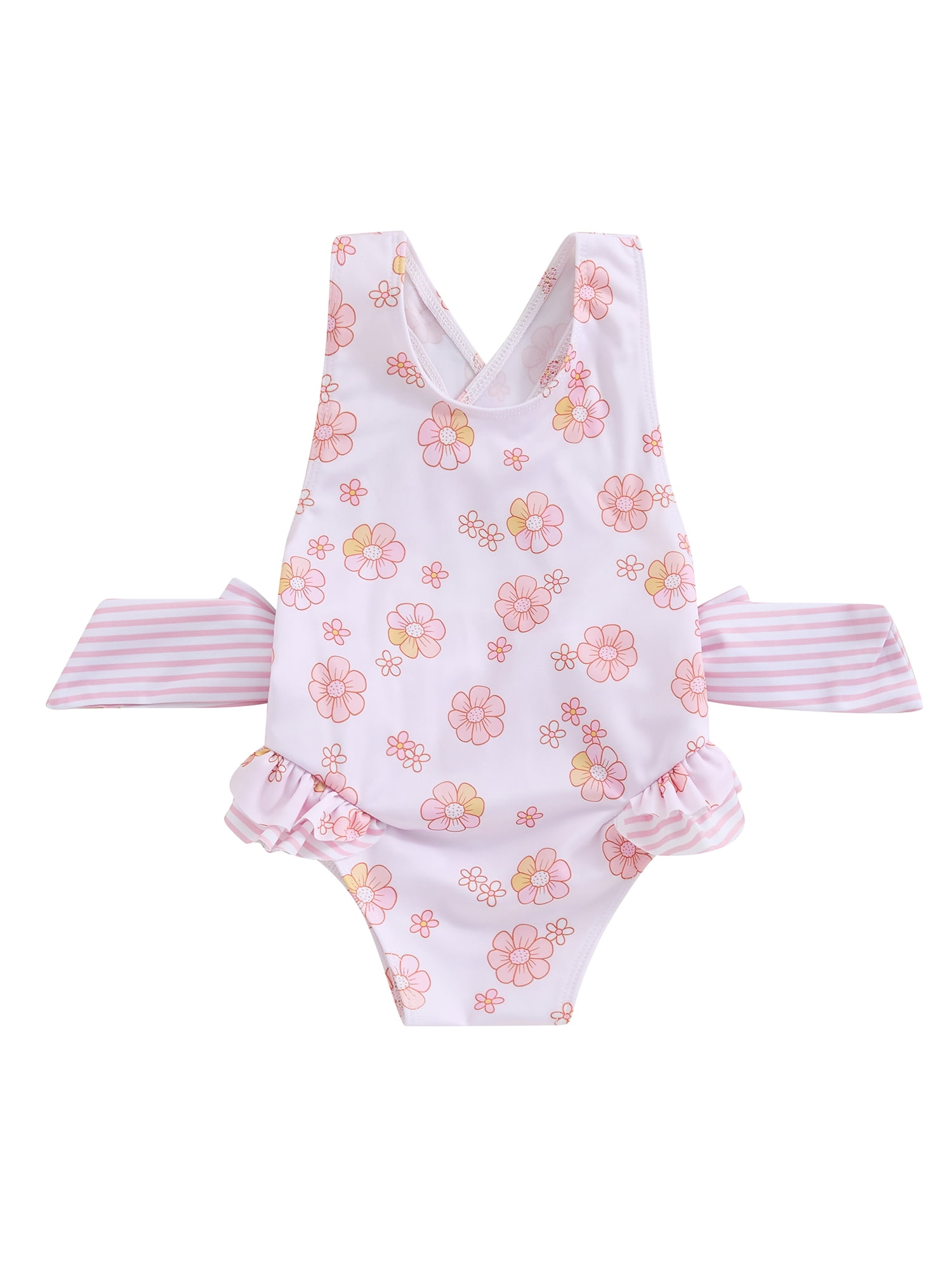 Bagilaanoe Toddler Baby Girl One-Piece Swimsuit Floral Print Sleeveless Ruffles Swimwear 18M 24M ...