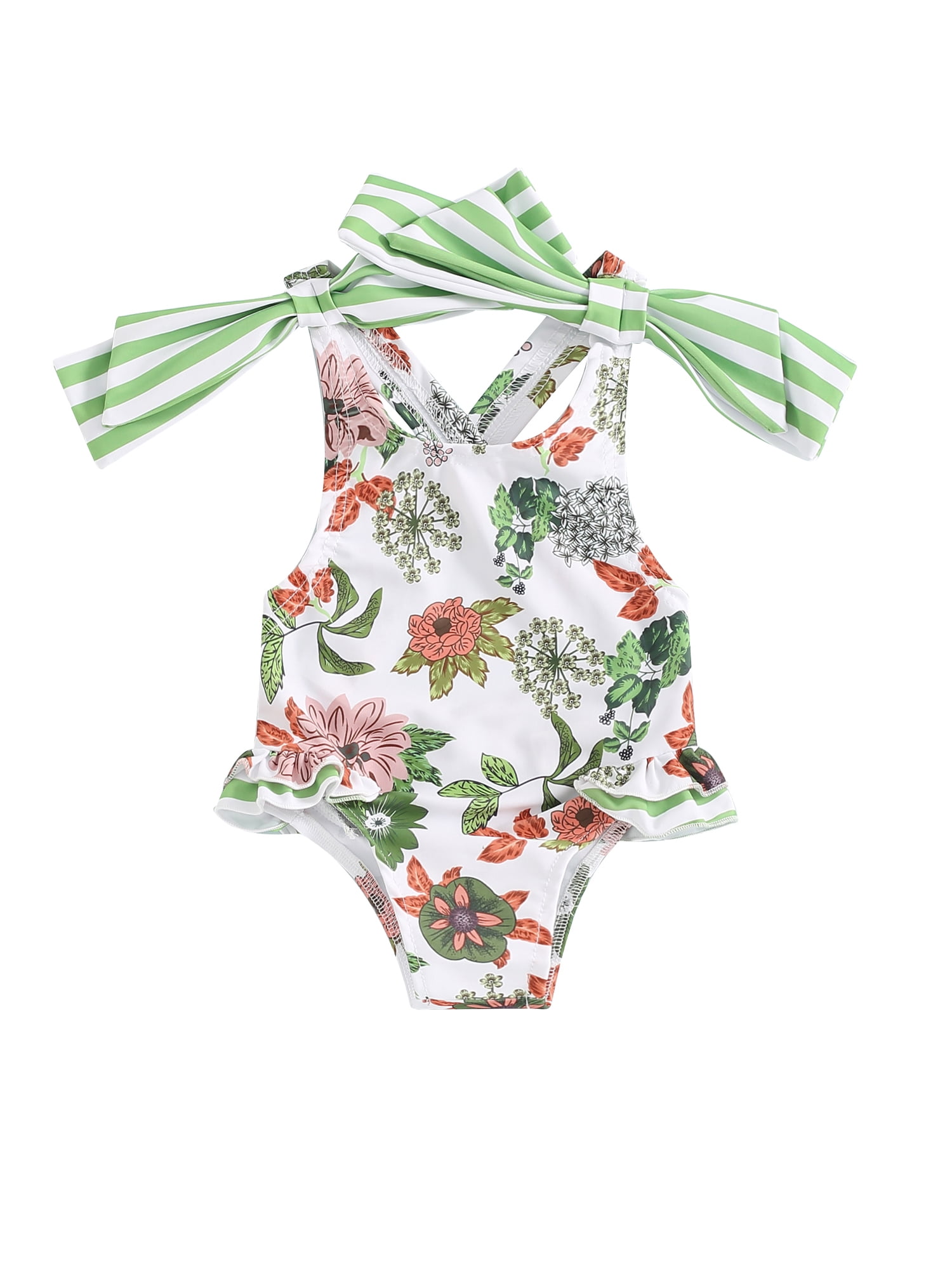 Bagilaanoe Toddler Baby Girl One-Piece Swimsuit Floral Print Sleeveless Swimwear 18M 24M 3T 4T ...