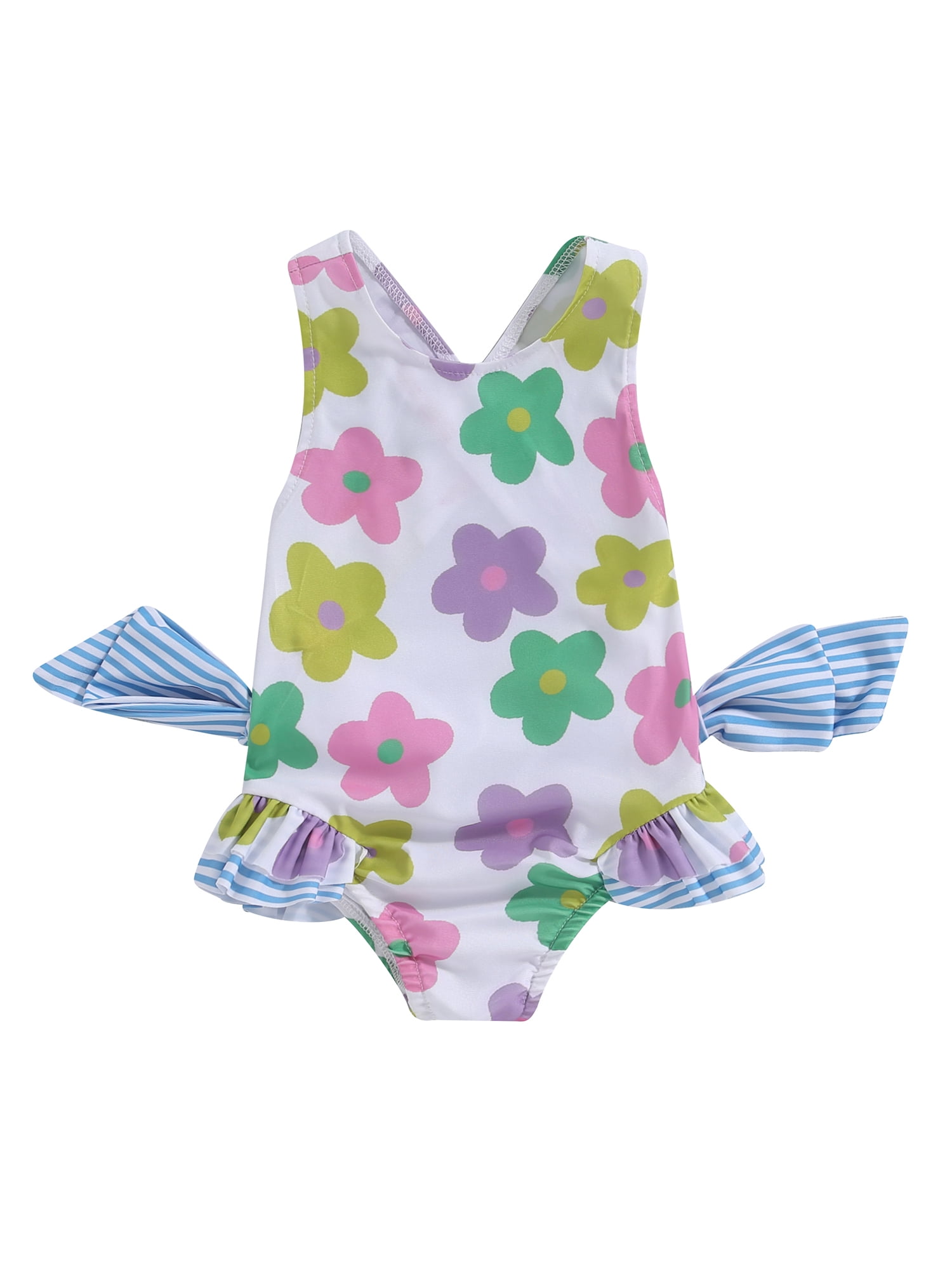 Bagilaanoe Toddler Baby Girl One-Piece Swimsuit Floral Print Sleeveless Swimwear 18M 24M 3T 4T ...