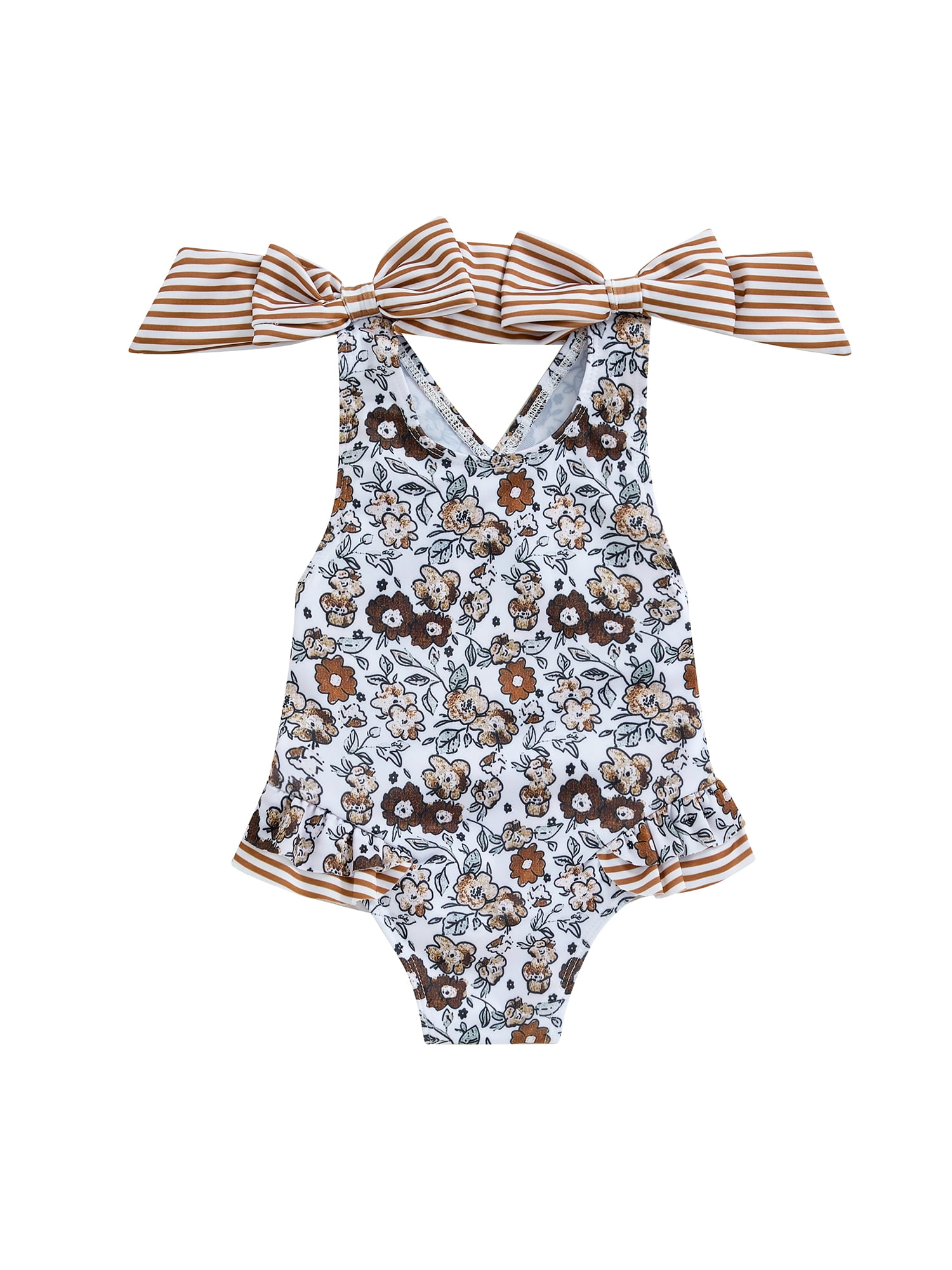 Bagilaanoe Toddler Baby Girl One-Piece Swimsuit Floral Print Sleeveless Swimwear 18M 24M 3T 4T ...