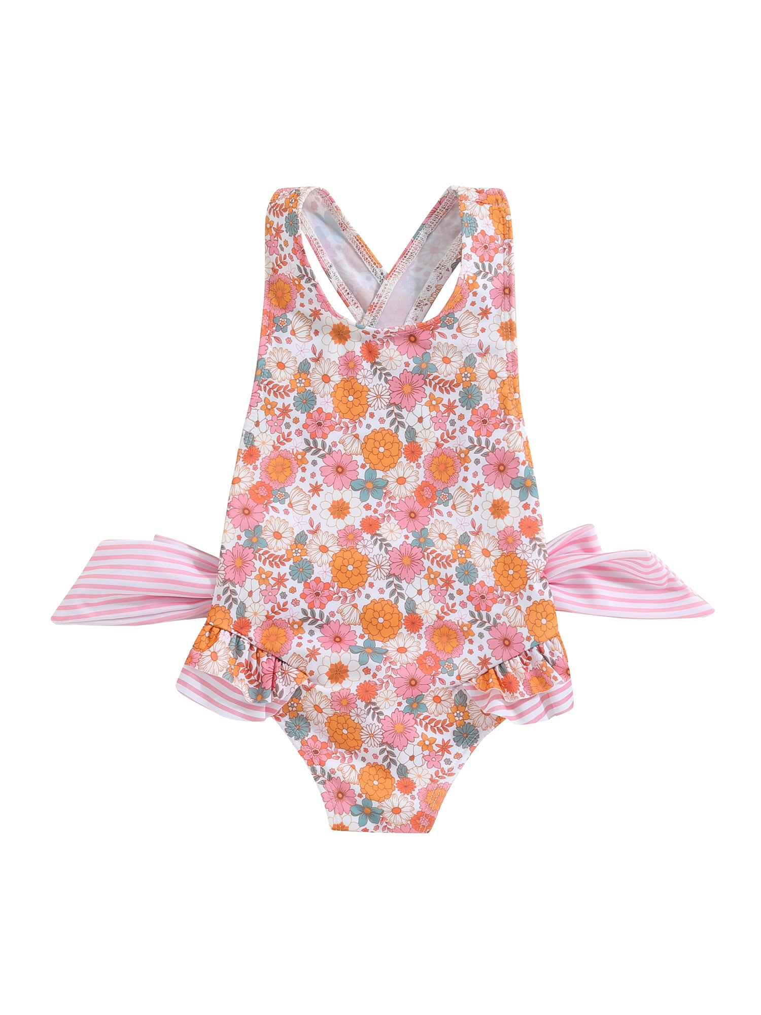 Bagilaanoe Toddler Baby Girl One-Piece Swimsuit Flower Print Sleeveless Swimwear 18M 24M 3T 4T ...