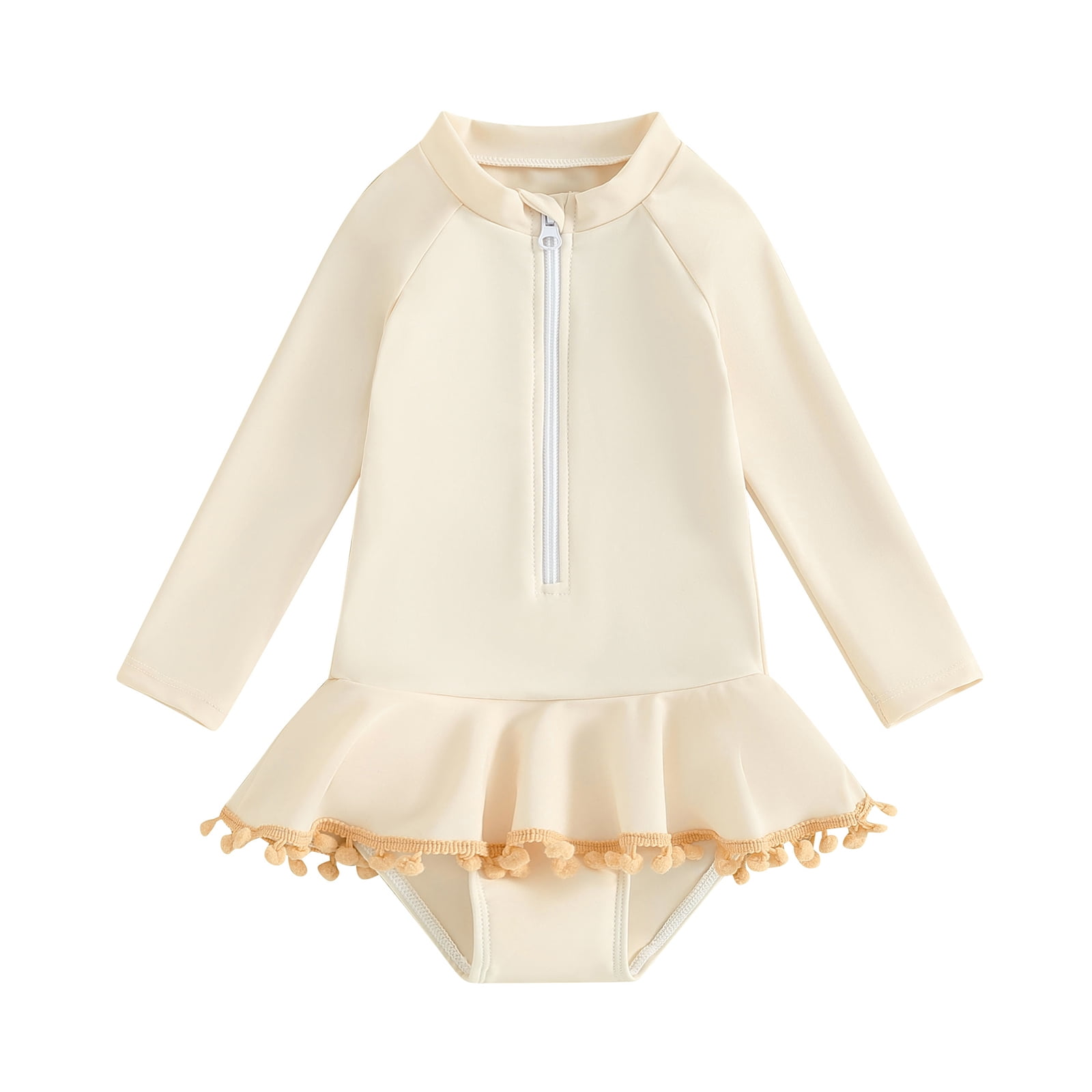 Bagilaanoe Toddler Baby Girl One-Piece Swimsuit Long Sleeve Zipper ...