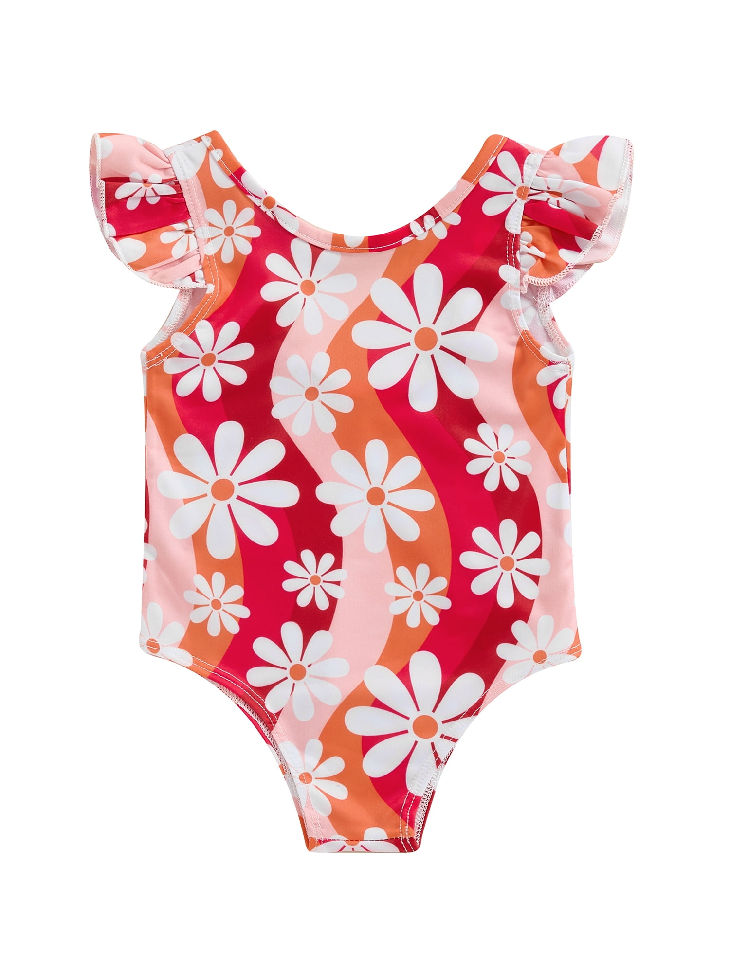 Bagilaanoe Toddler Baby Girl One-Piece Swimsuit Print Fly Sleeve Swimwear 18M 24M 3T 4T 5T 6T ...