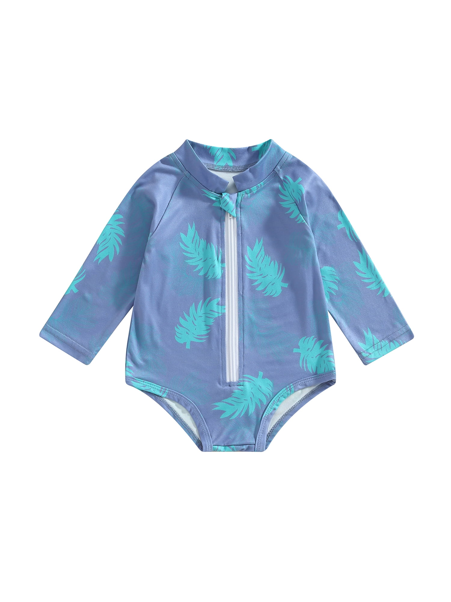 Bagilaanoe Toddler Baby Girl One-Piece Swimsuit Print Long Sleeve Zipper Rashguard Swimwear 1T ...