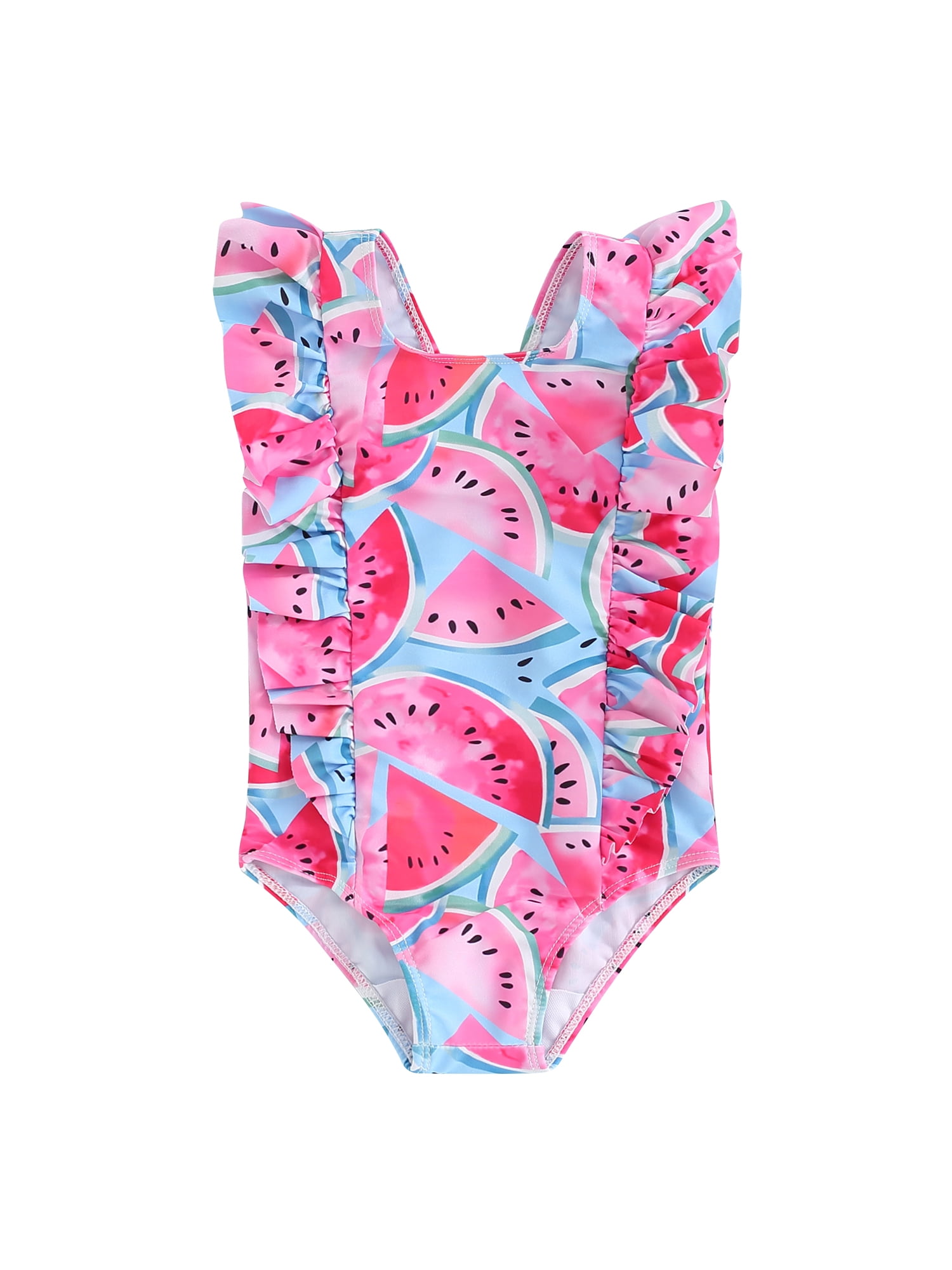 Bagilaanoe Toddler Baby Girl One-Piece Swimsuit Print Sleeveless Ruffle Swimwear 12M 18M 24M 3T ...