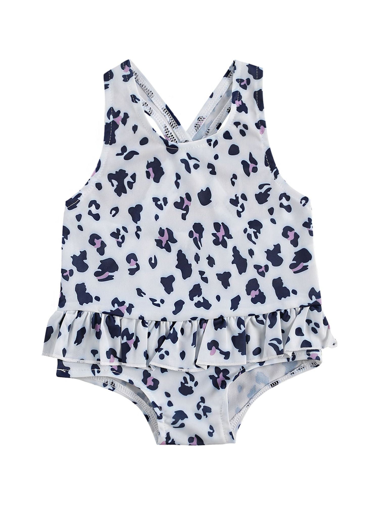 Bagilaanoe Toddler Baby Girl One-Piece Swimsuit Print Sleeveless Ruffled Bikini 6M 12M 18M 24M ...