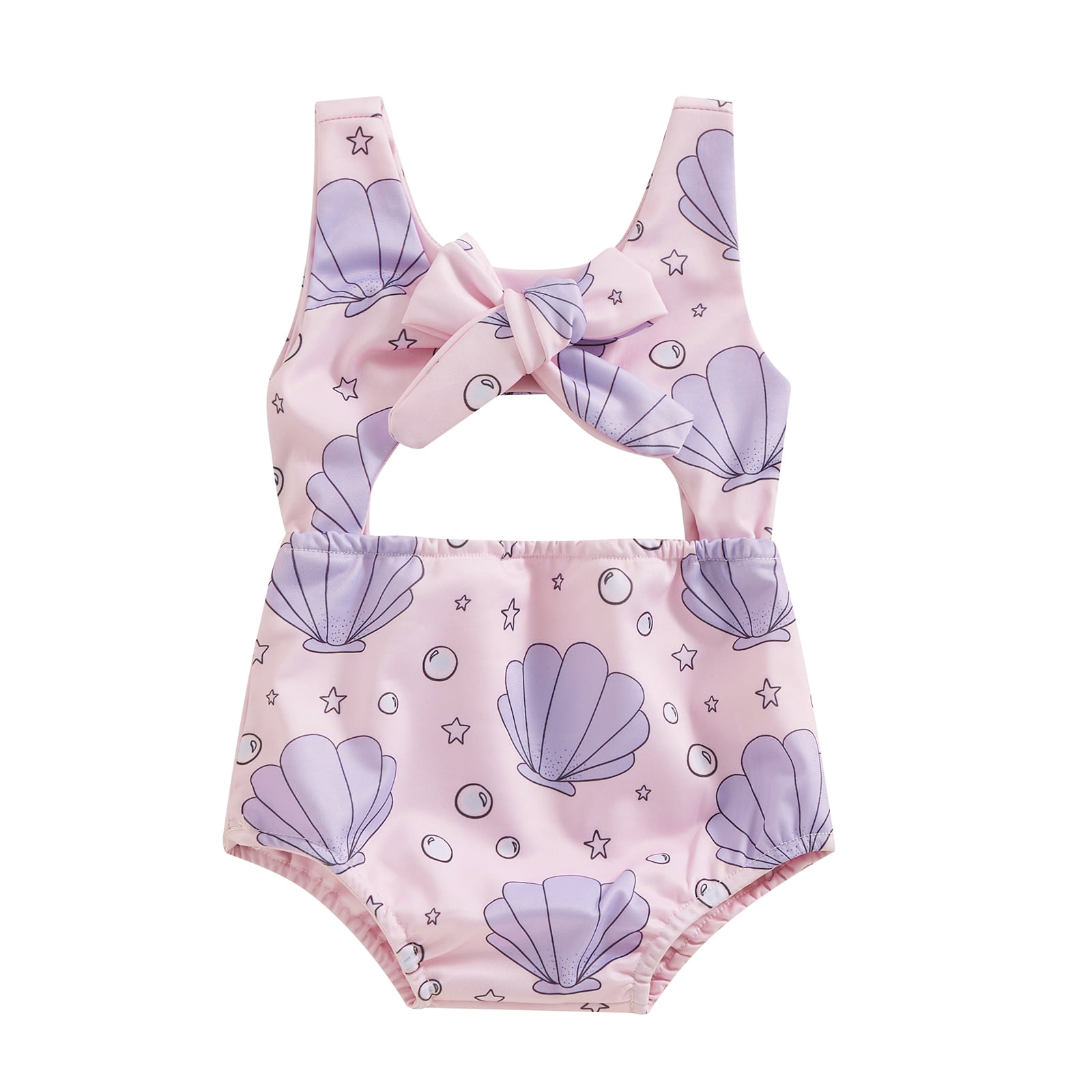 Bagilaanoe Toddler Baby Girl One-Piece Swimsuit Print Sleeveless Swimwear 6M 9M 12M 18M 24M 3T ...