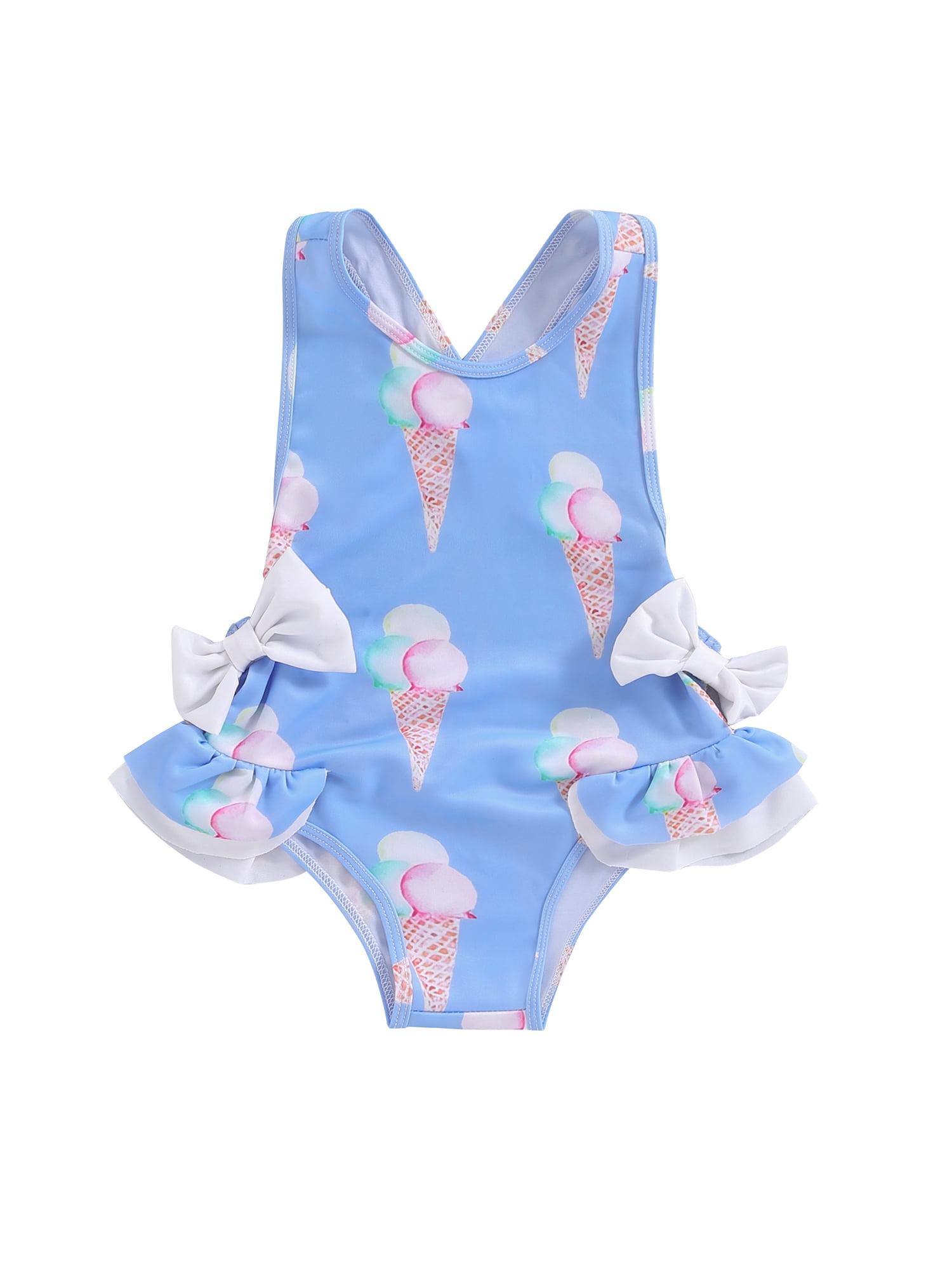 Bagilaanoe Toddler Baby Girl One-Piece Swimsuit Print Sleeveless Swimwear 9M 12M 18M 24M 3T Kids ...