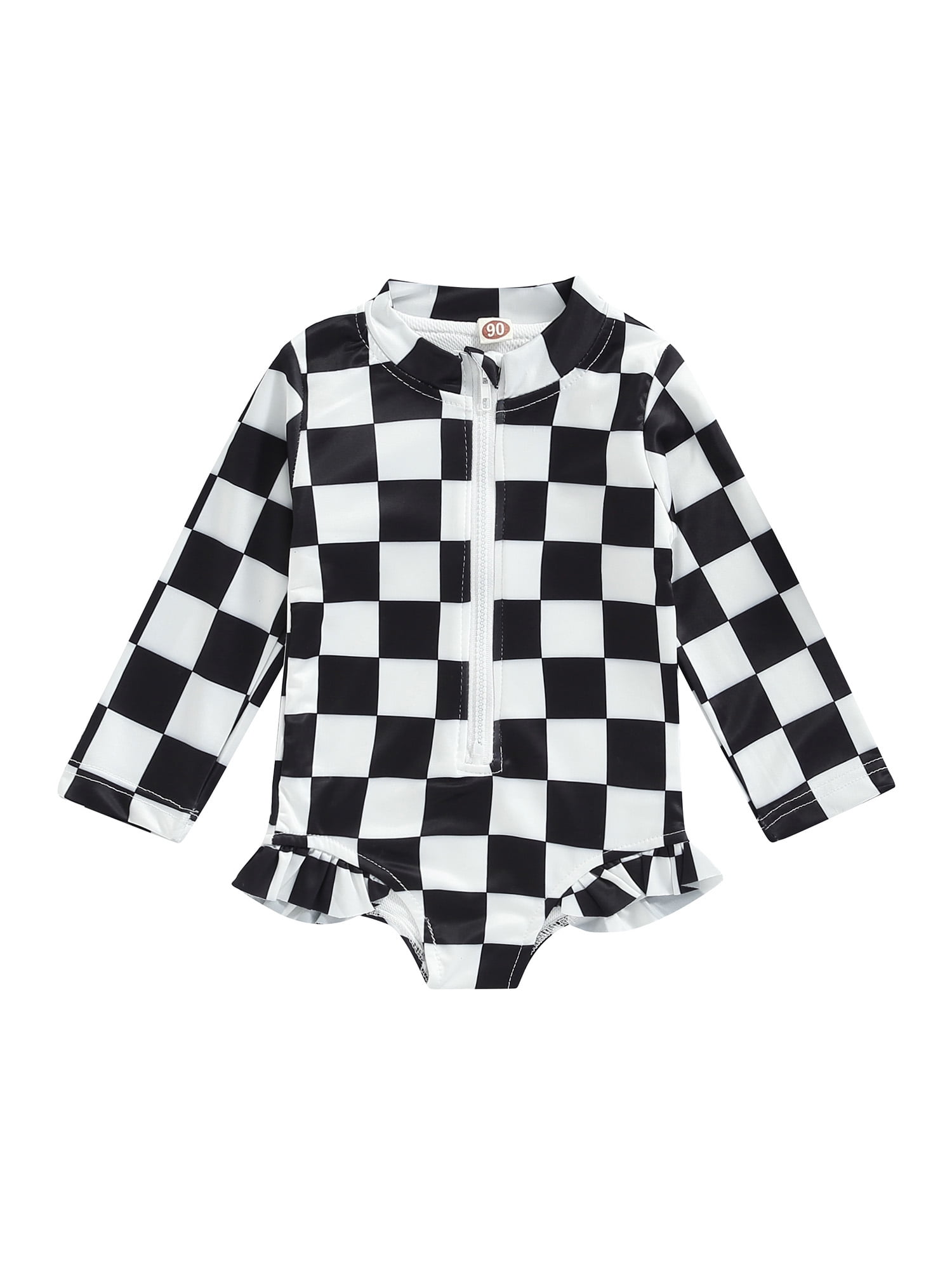 Bagilaanoe Toddler Baby Girls Checkerboard Swimwear Beachwear Ruffles ...