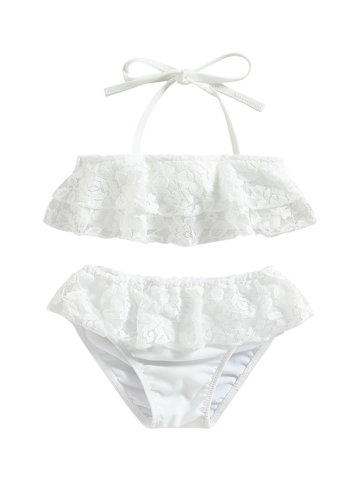 Bagilaanoe Toddler Baby Girls Swimsuits 2 Piece Bikinis Set Ruffle Lace ...
