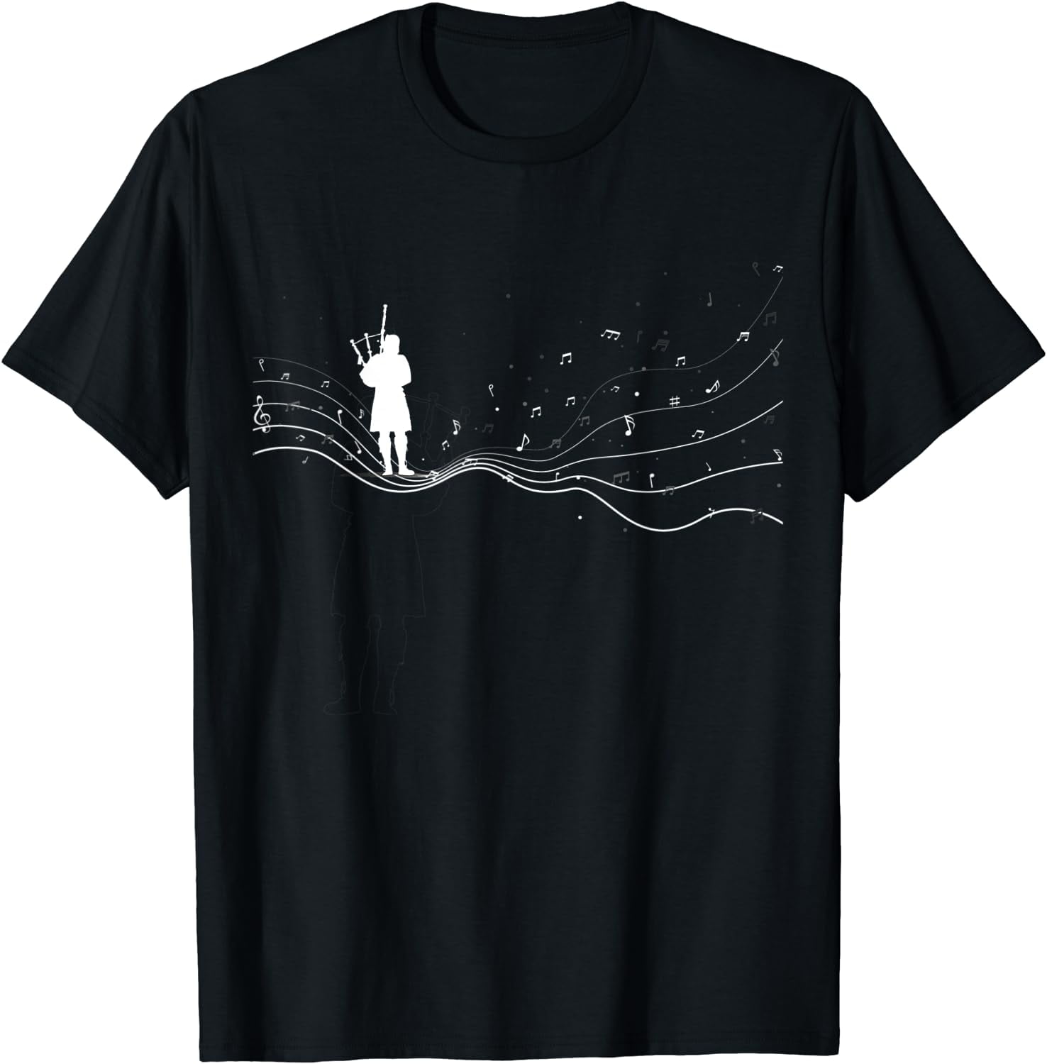 Bagpipe musician in music notes for Bagpipe player T-Shirt - Walmart.com