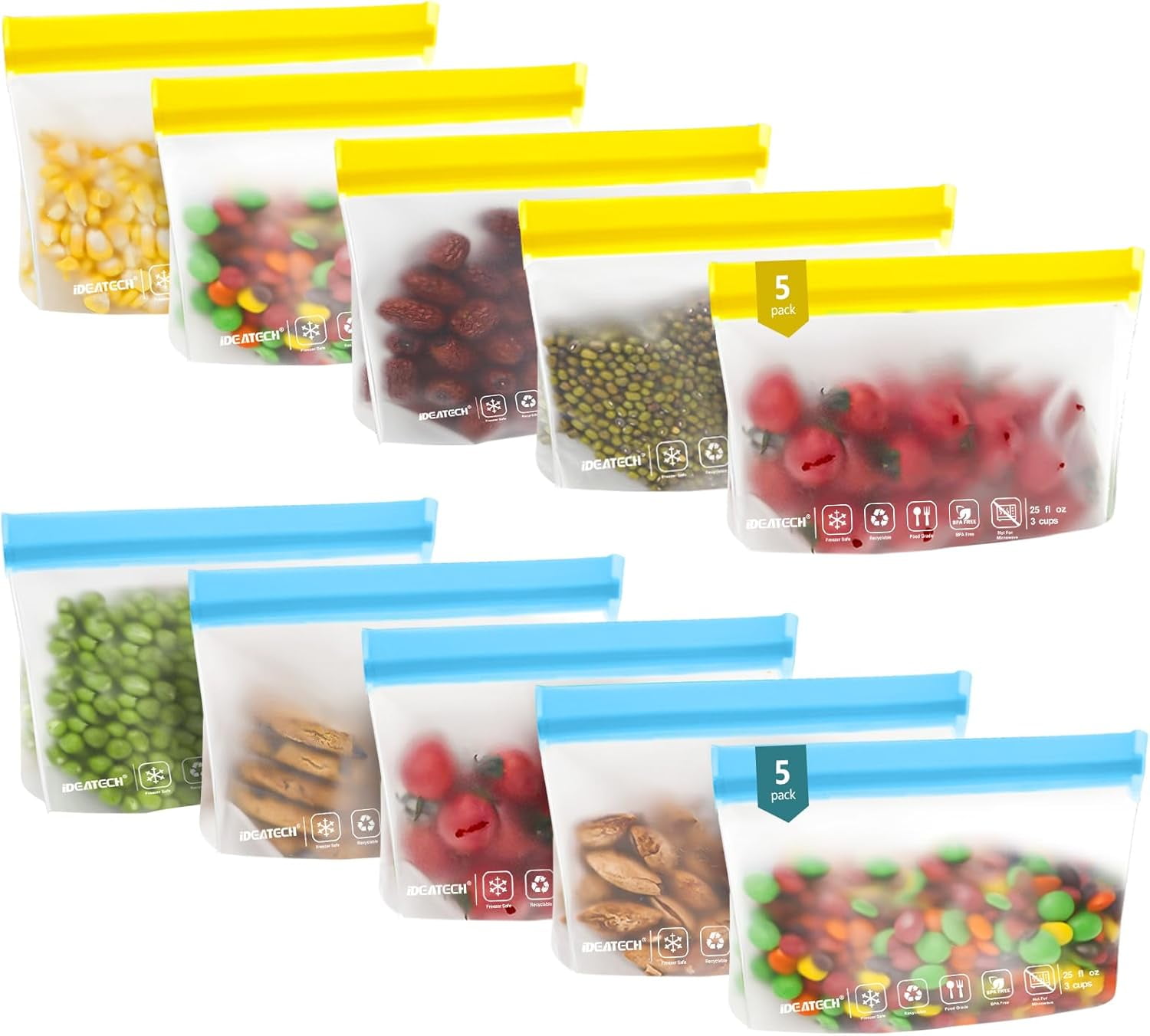 Bags Dishwasher Safe, Leakproof Reusable Freezer Bags, BPA Free Healthy ...