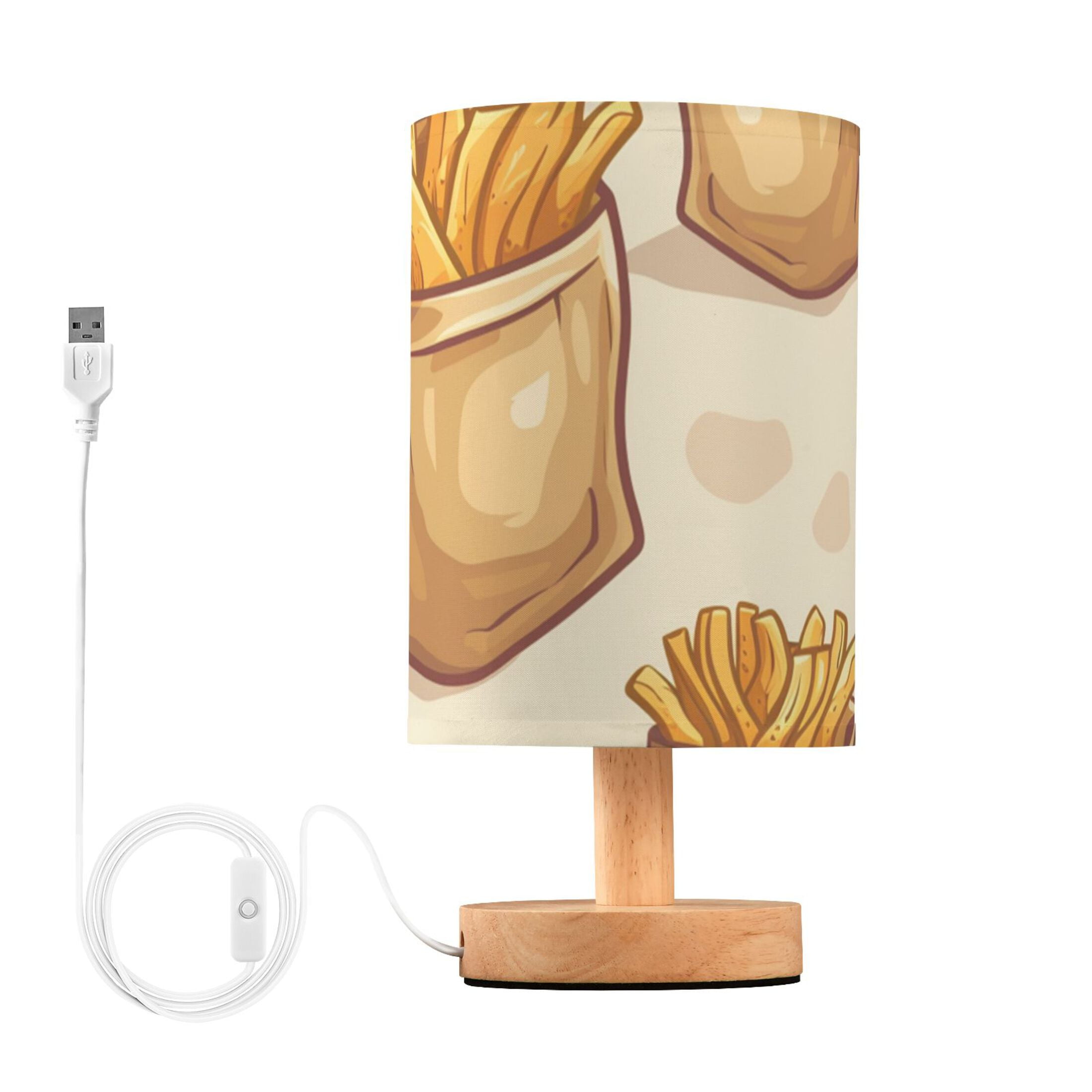 Bags Of French Fries Cartoon Table Lamp with USB Port LED Warm Light ...