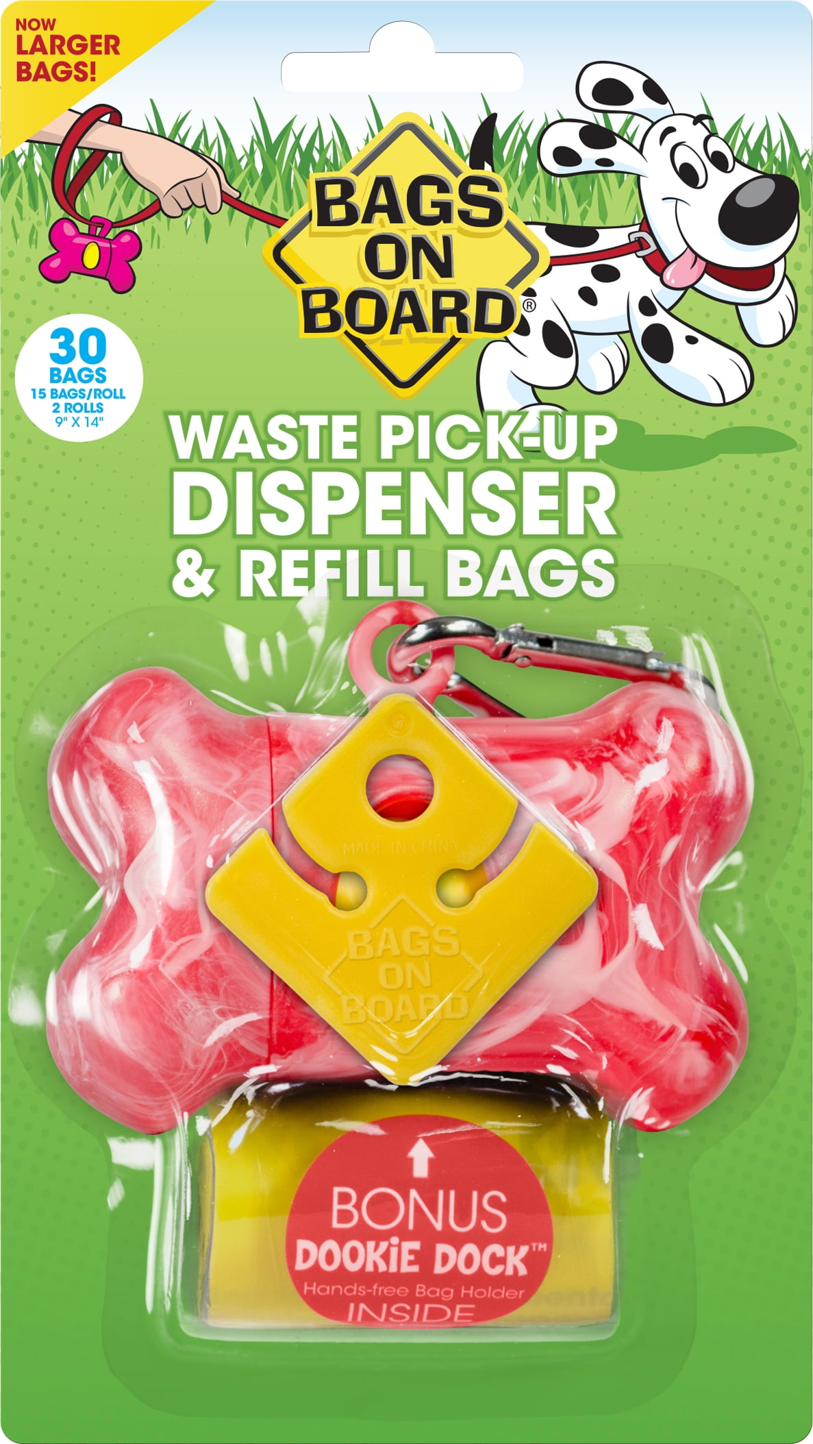 Bags on Board Dog Waste Bag Bone Dispenser with 30 Refill Bags ...