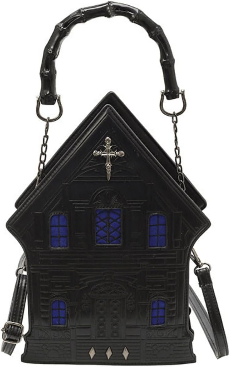 Baguery Gothic Horror Haunted House Crossbody Bag - Spooky Blood-Red ...