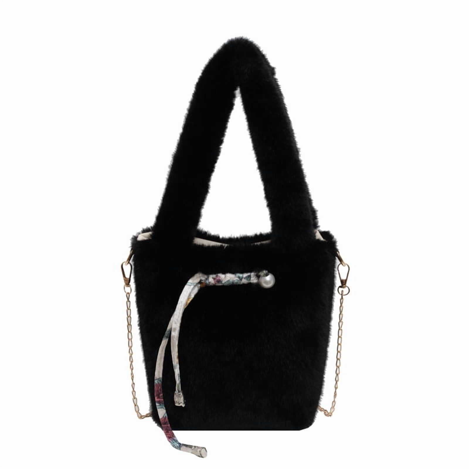 Baguery Soft Plush Handbag for Women - Fluffy Shoulder Bag Cute Fuzzy ...